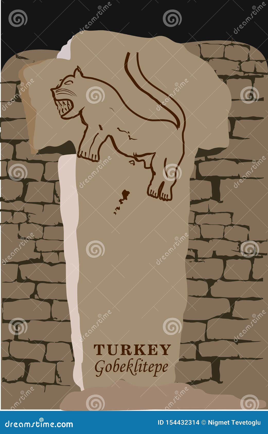Vector Illustration and Silhouette Drawing Gobeklitepe, Urfa, Turkey ...