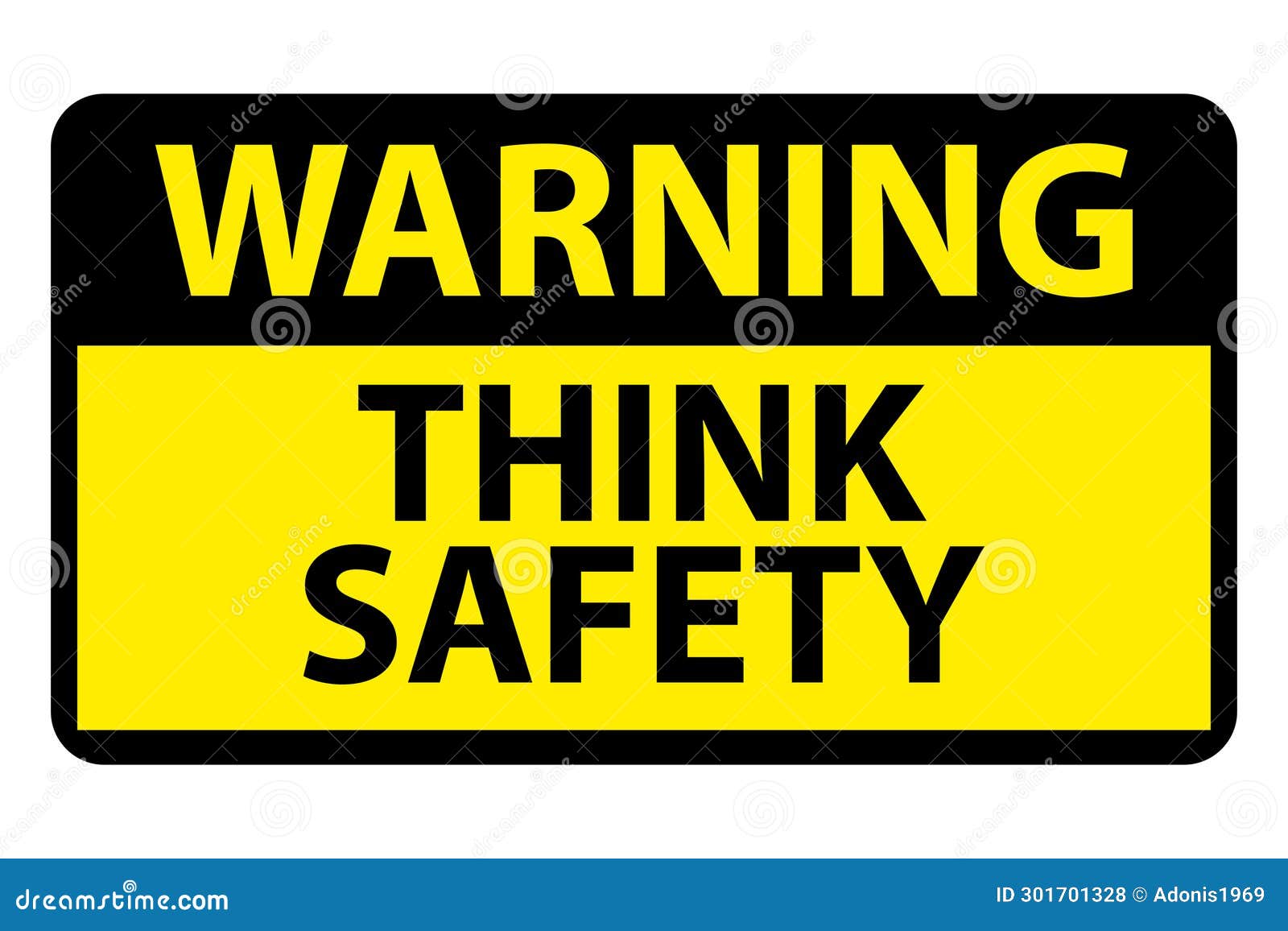 Warning Think Safety on White Stock Illustration - Illustration of ...