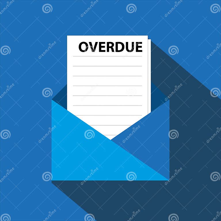 Overdue with Envelope on Blue Stock Illustration - Illustration of ...