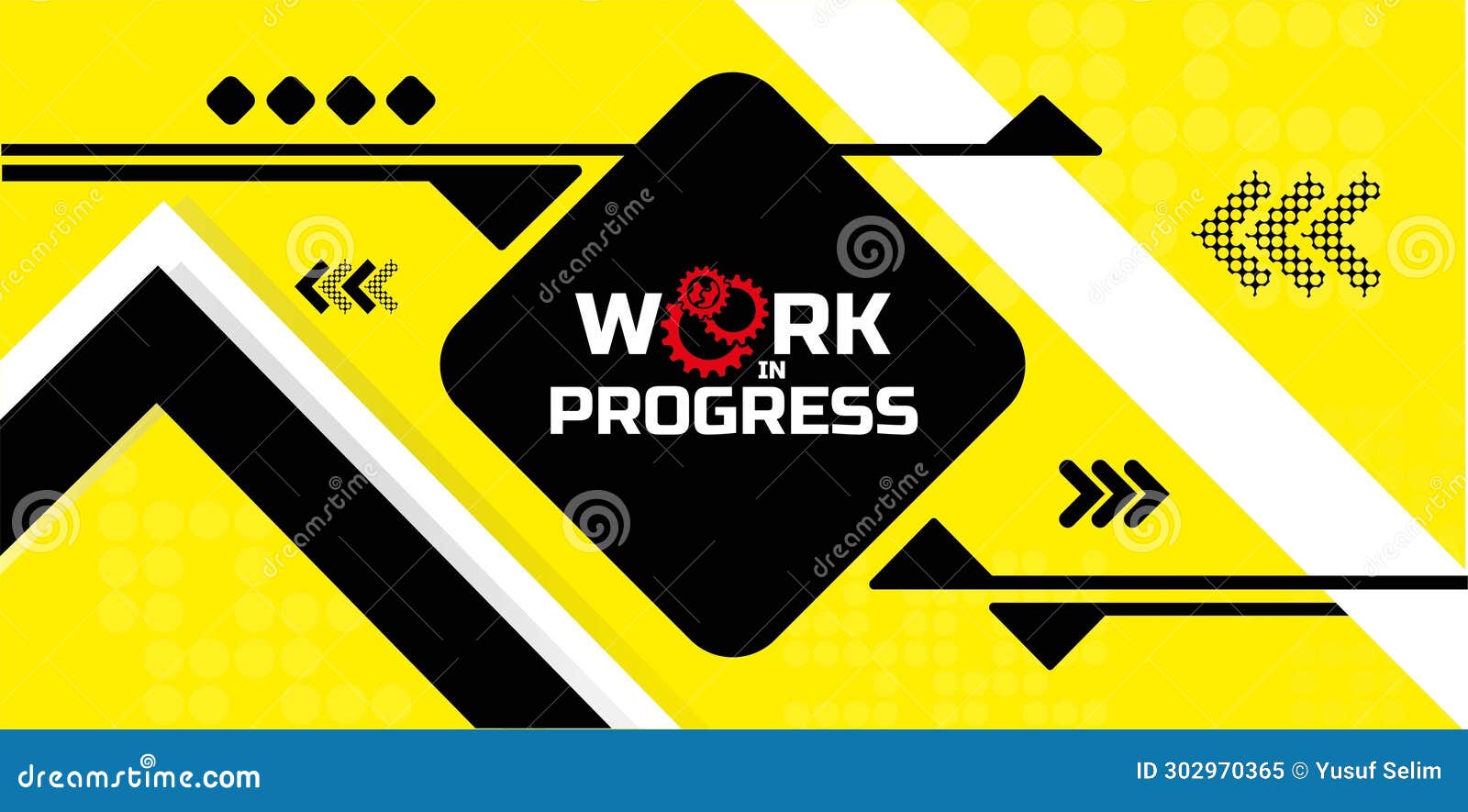 Yellow Warning Sign. Work in Progress Background. Stock Illustration ...