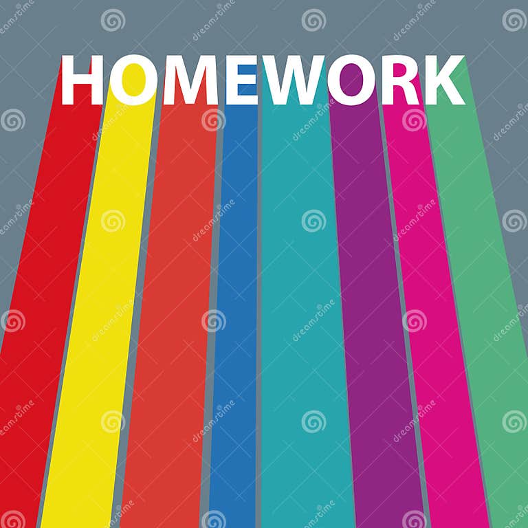 Homework on Grey Background Stock Illustration - Illustration of time ...