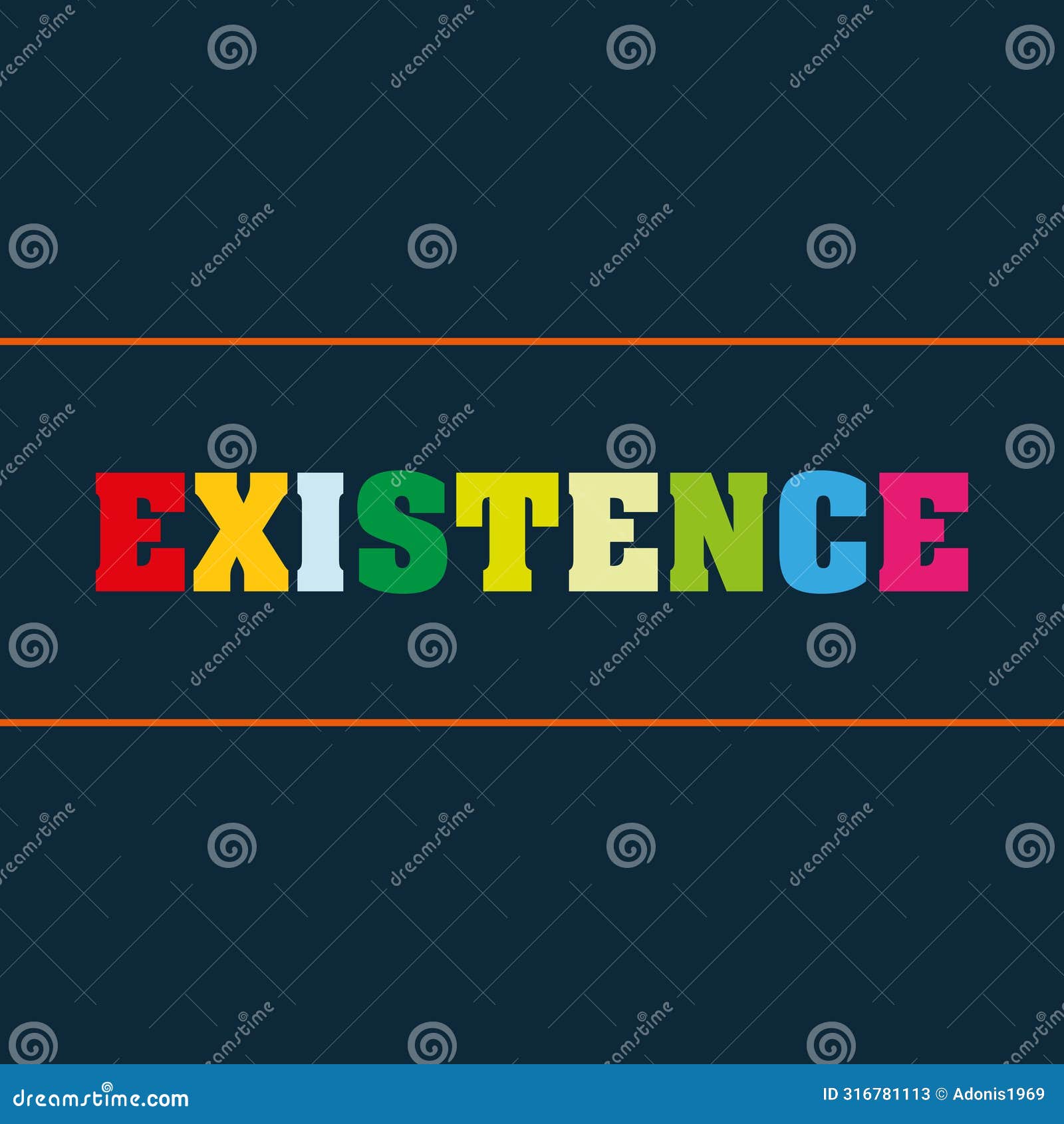 Existence Word Block on Black Stock Illustration - Illustration of ...