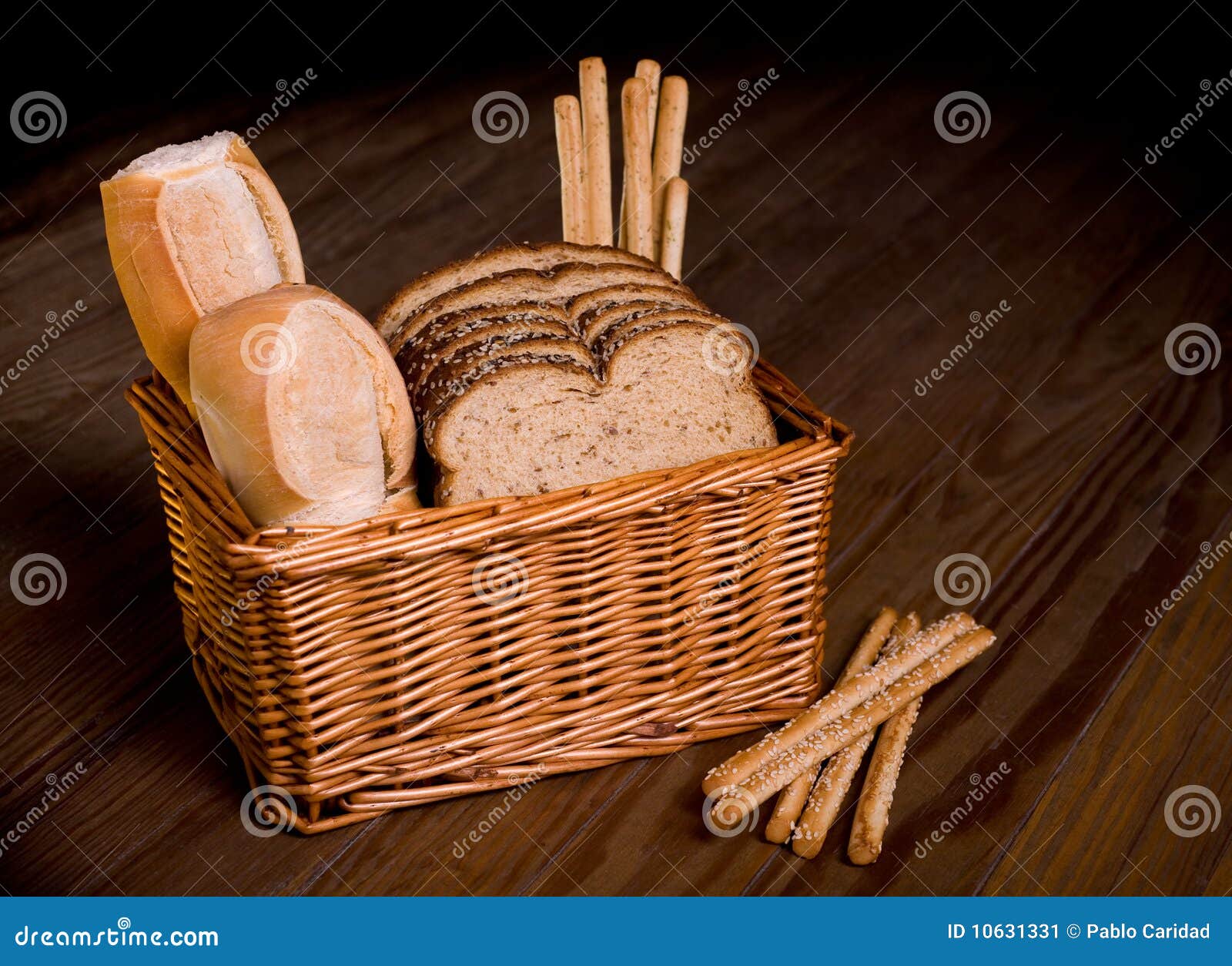 Basket with Assorted Bread. Stock Image - Image of staple, grocery ...