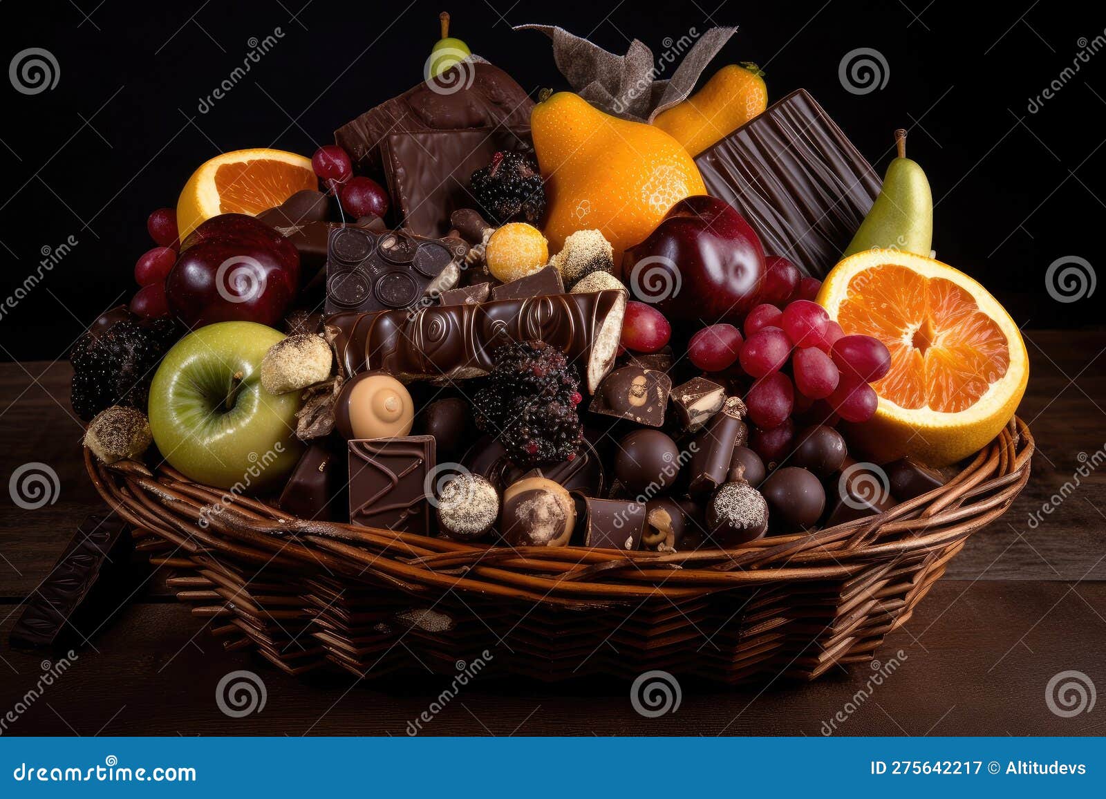 Basket of Assorted Fruits and Nuts Covered in Decadent Chocolate Stock ...