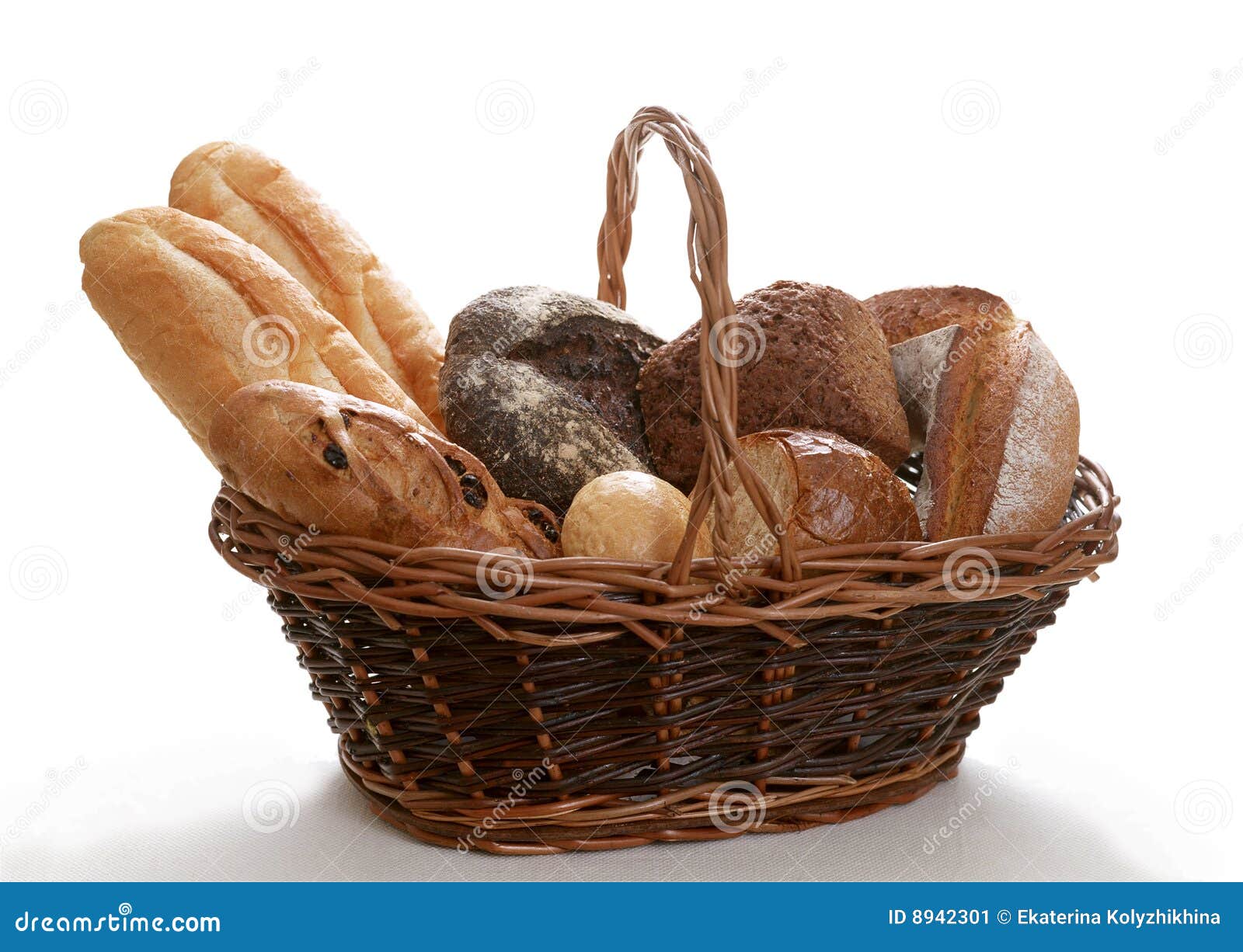 Basket Baked Bread Isolated on White Stock Image - Image of white, cake ...