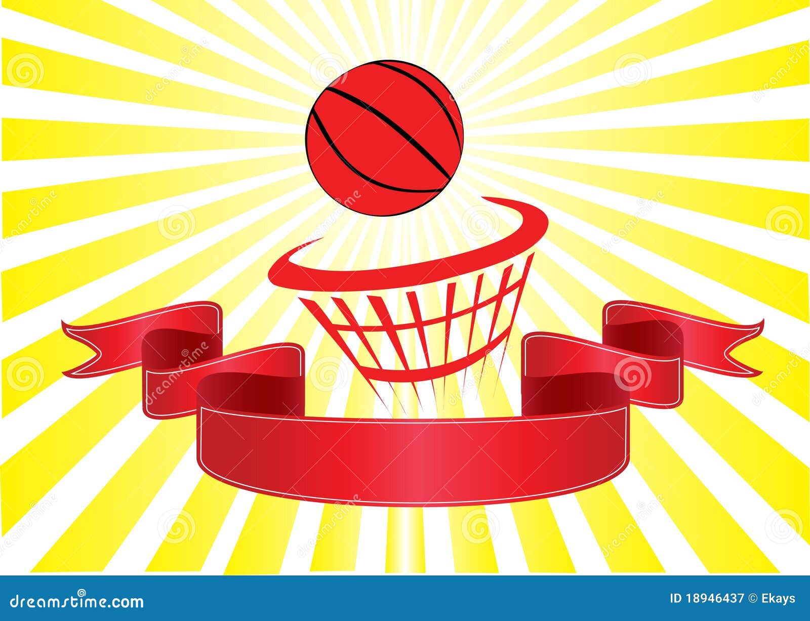 Basket Ball and Banner Yellow Rays Stock Vector - Illustration of black ...