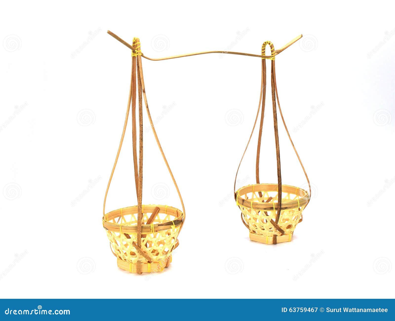Basket Bamboo for Carry a Yoke on a Shoulder Pole Stock Image - Image ...