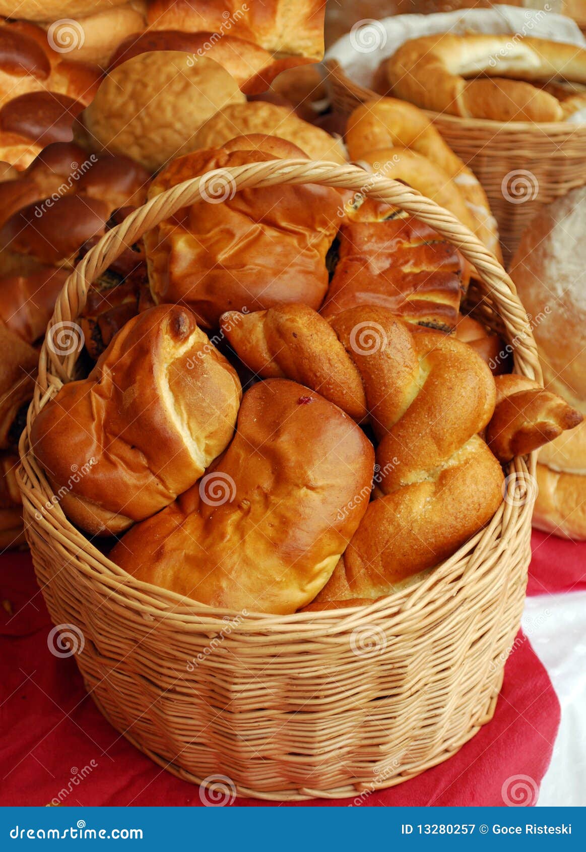 Basket with bread stock image. Image of bakery, food - 13280257