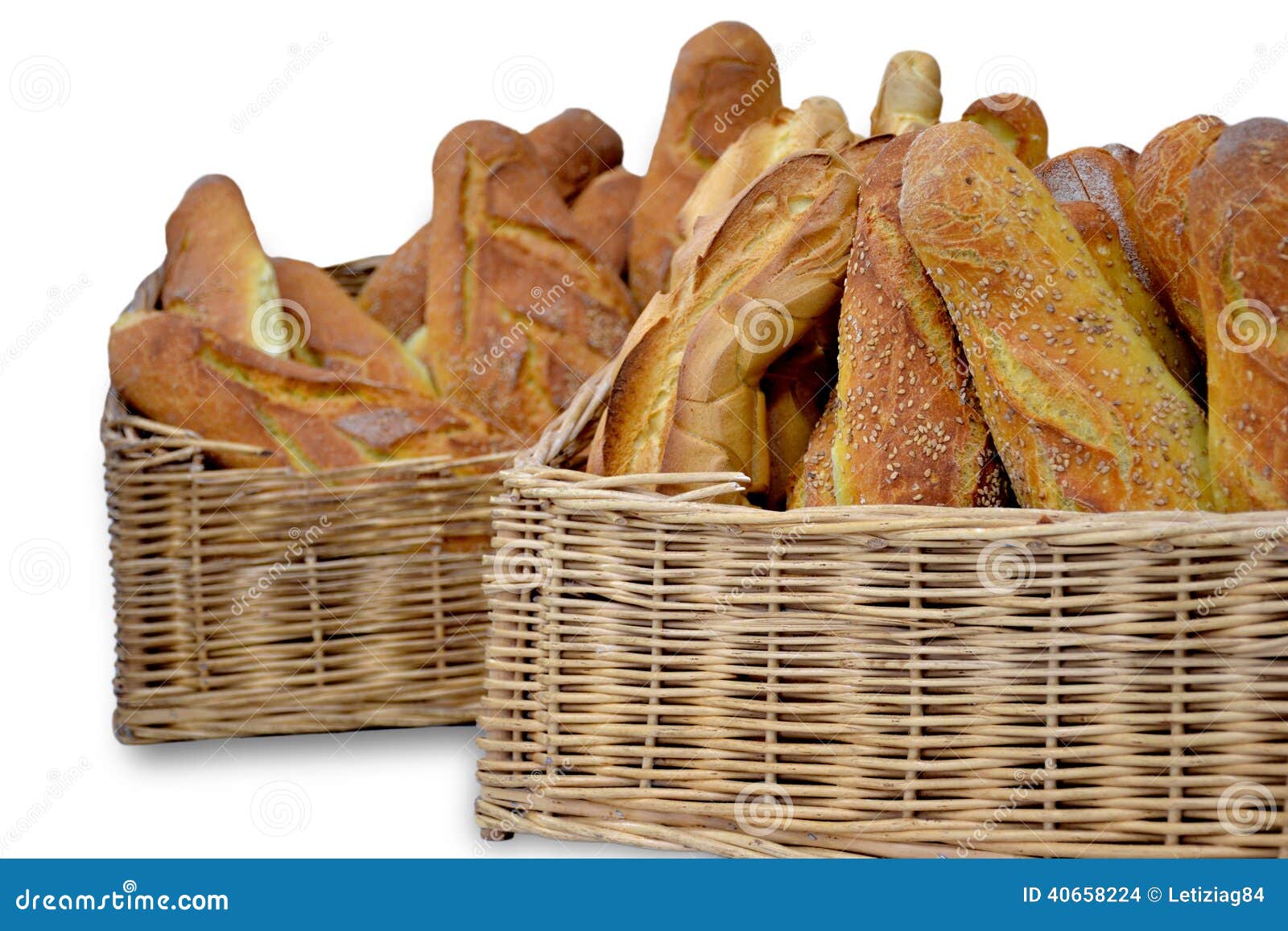 Basket of Bread stock photo. Image of full, loaf, isolated - 40658224