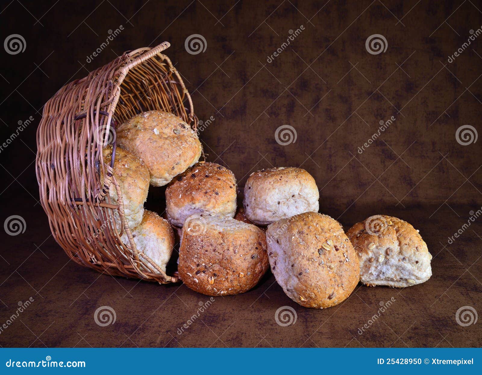 Basket of bread rolls stock photo. Image of starch, gluten - 25428950