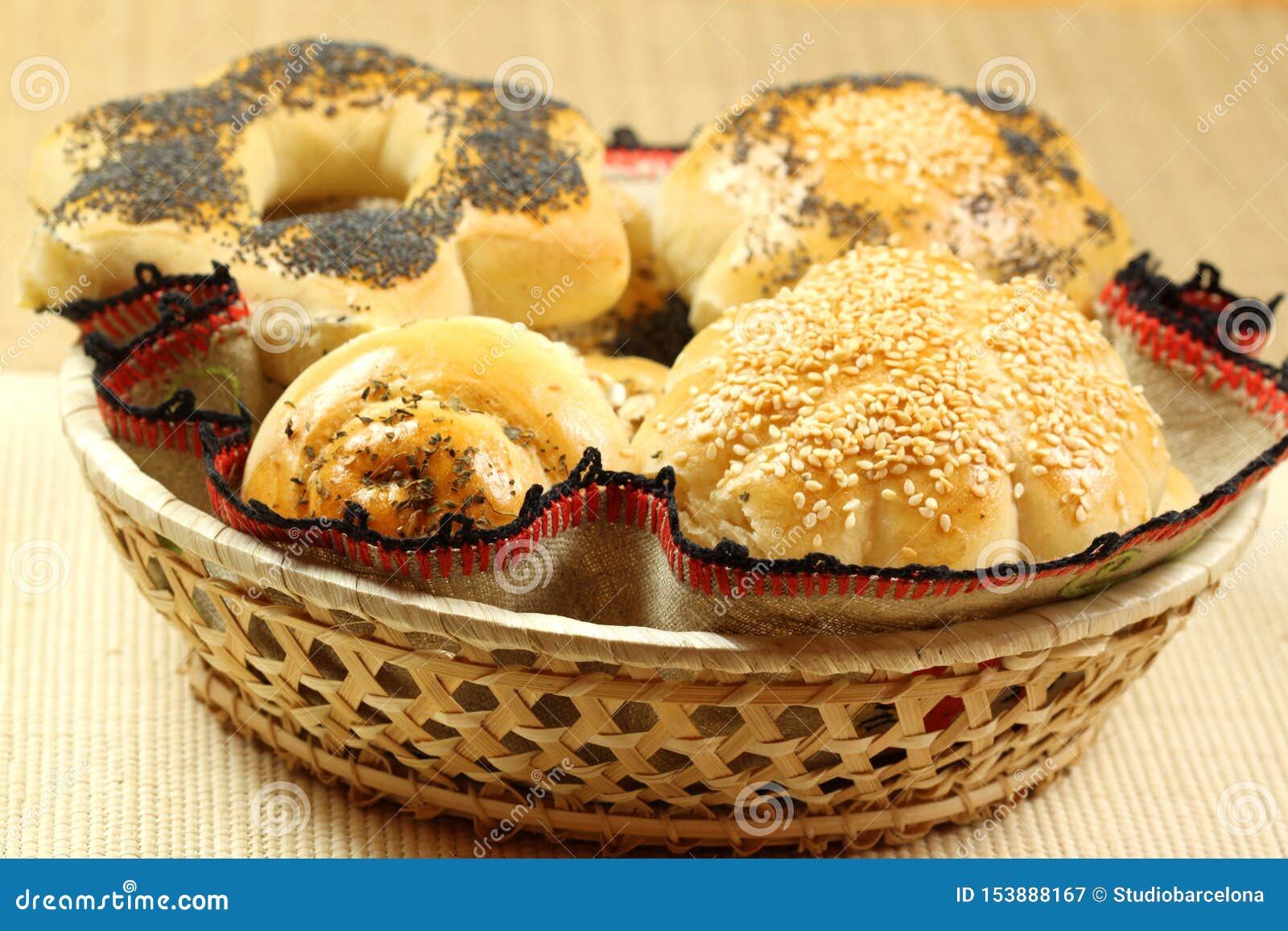 Basket of buns stock image. Image of breakfast, baked - 153888167