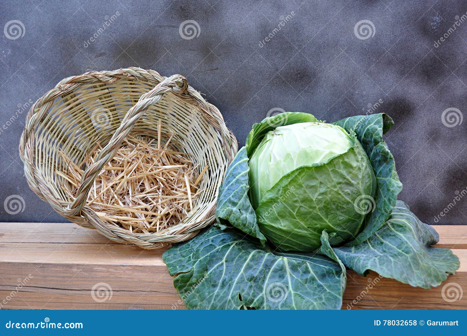 Basket and cabbage stock photo. Image of organic, collection - 78032658