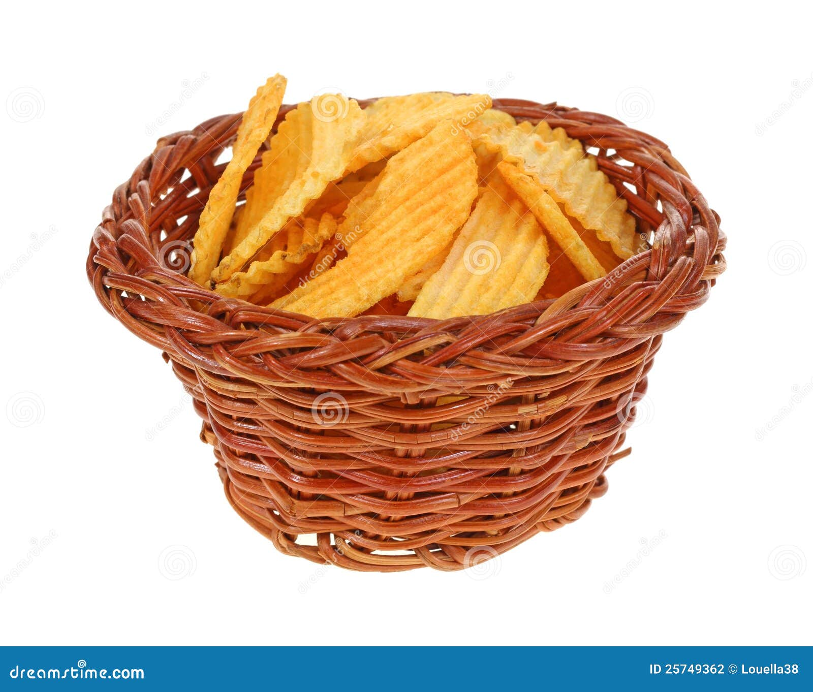 Basket Cheddar Flavored Chips Stock Photo - Image of chips, wicker ...