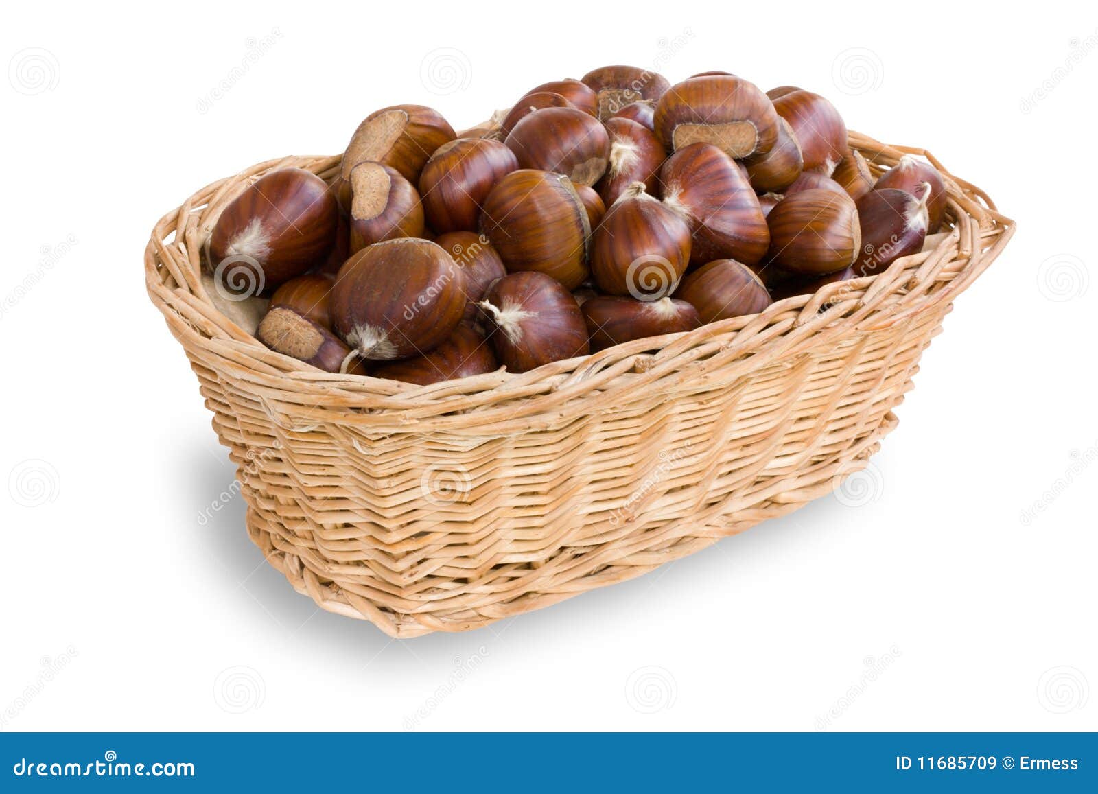 Basket of chestnuts stock image. Image of isolated, sativa - 11685709