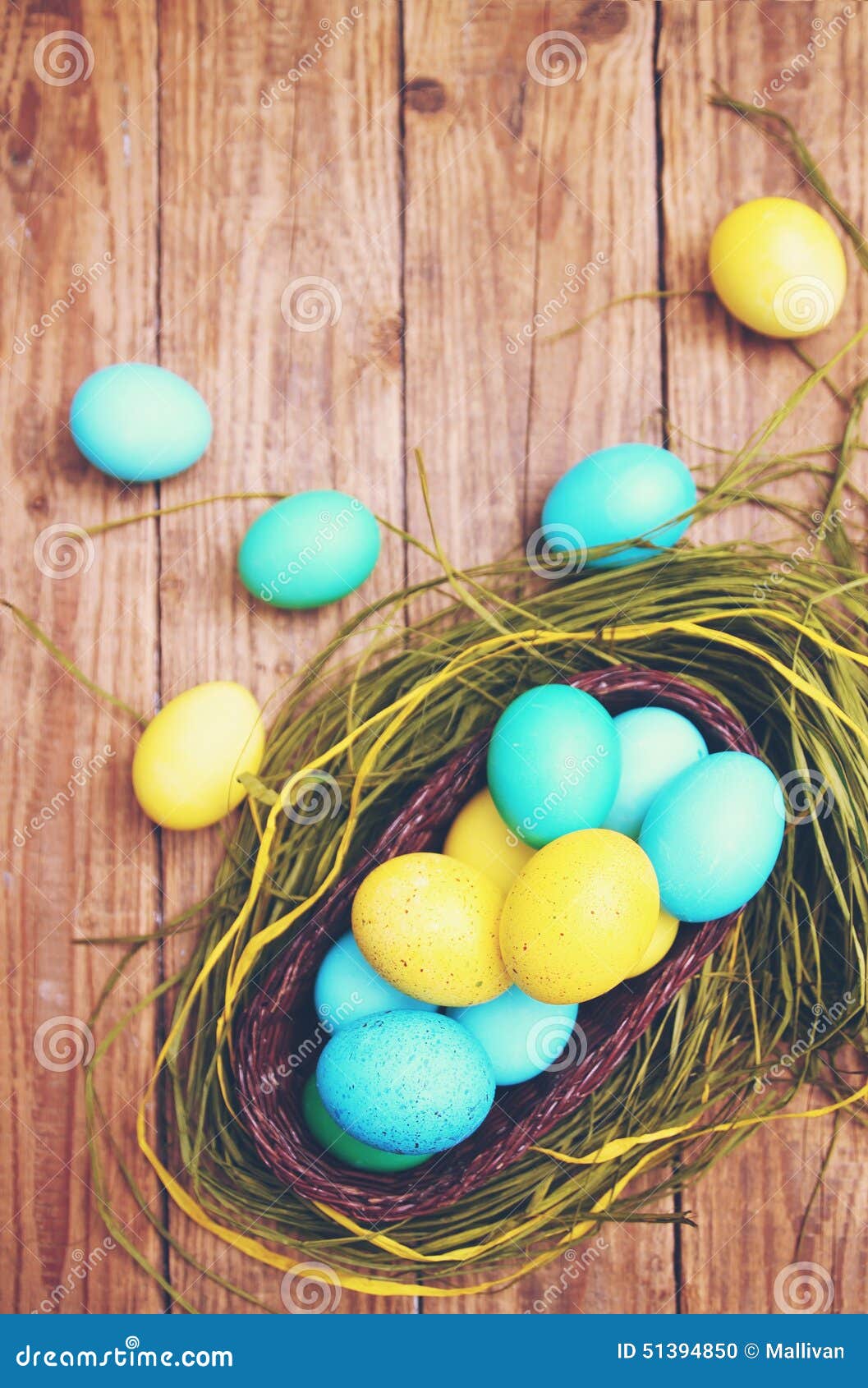 Basket of Colored Eggs, Tinted Stock Photo - Image of ornate, paint ...