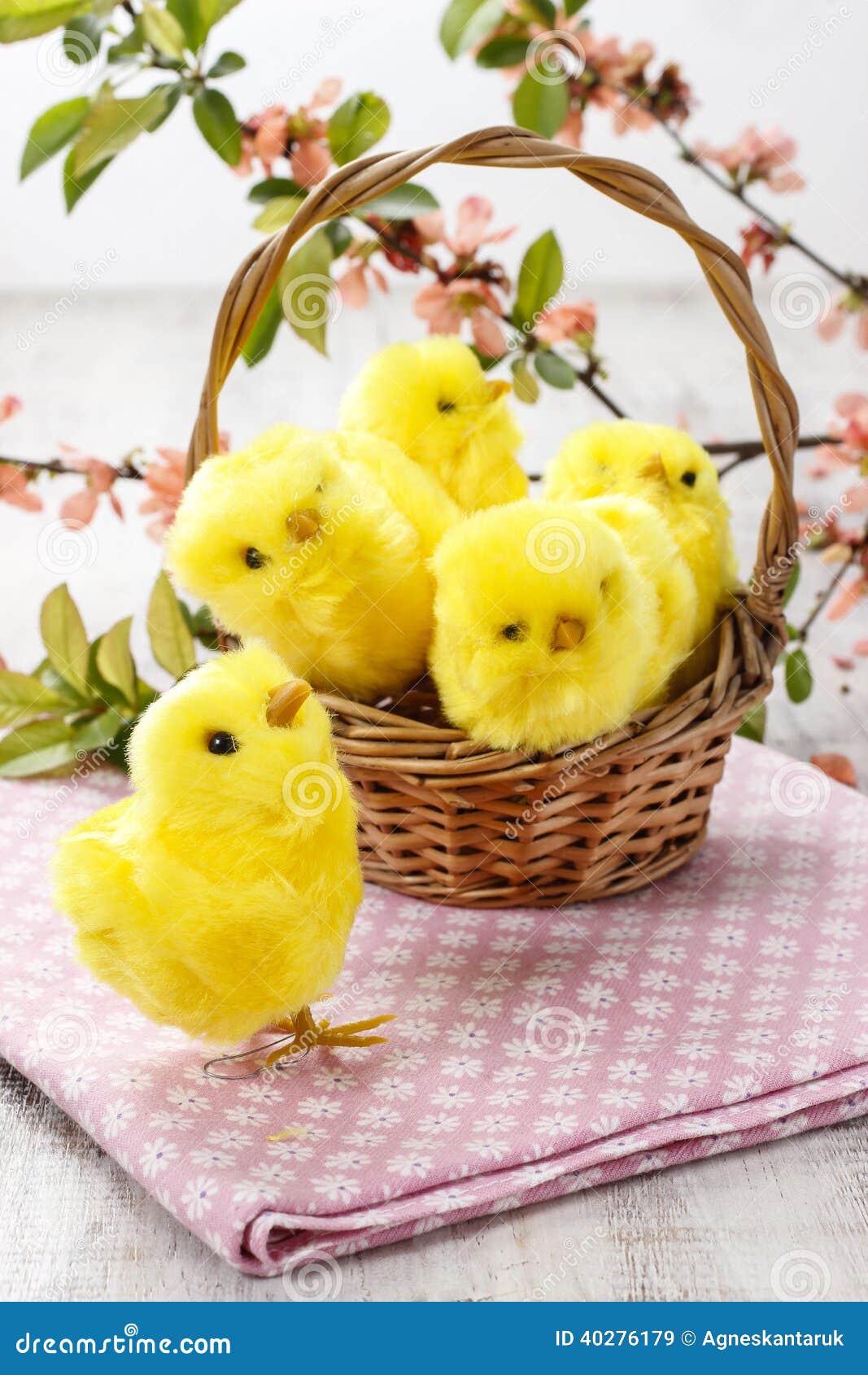 Basket of Cute Easter Chickens Stock Image - Image of decoration ...