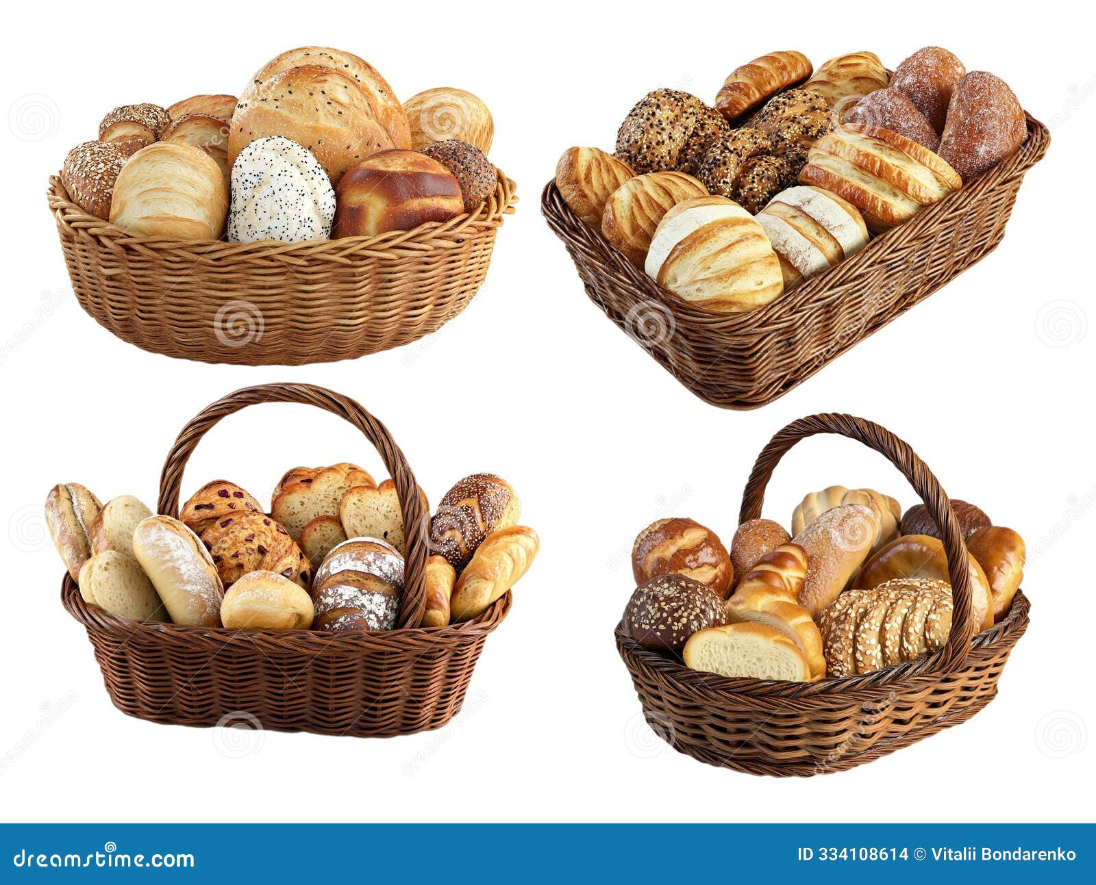 Basket with Different Types of Bread Isolated on a Transparent ...