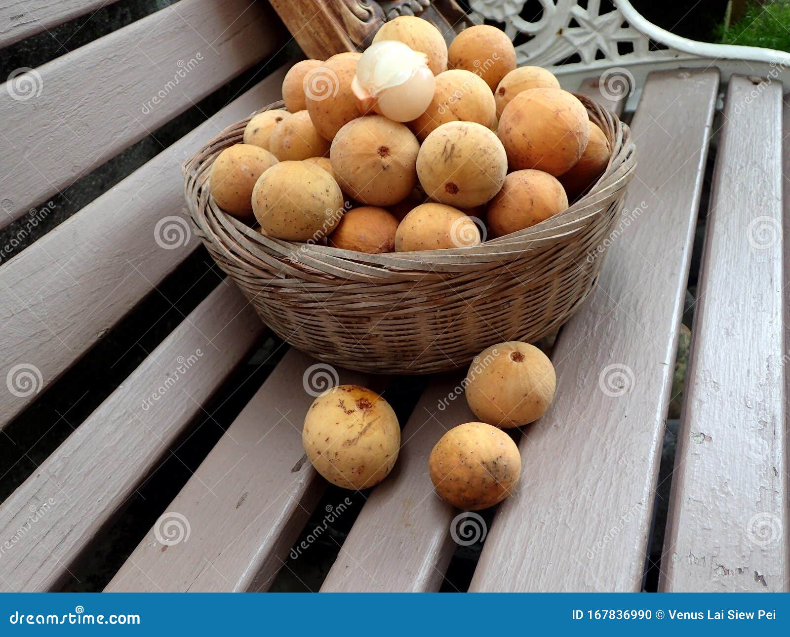 A Basket of Duku Fruits on the Bench Stock Photo - Image of snack ...