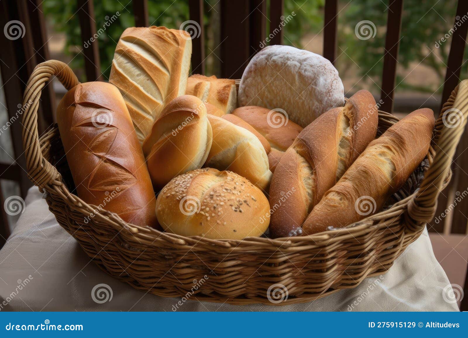 Basket Filled with Assorted Breads, from Rustic Baguettes To Fluffy ...