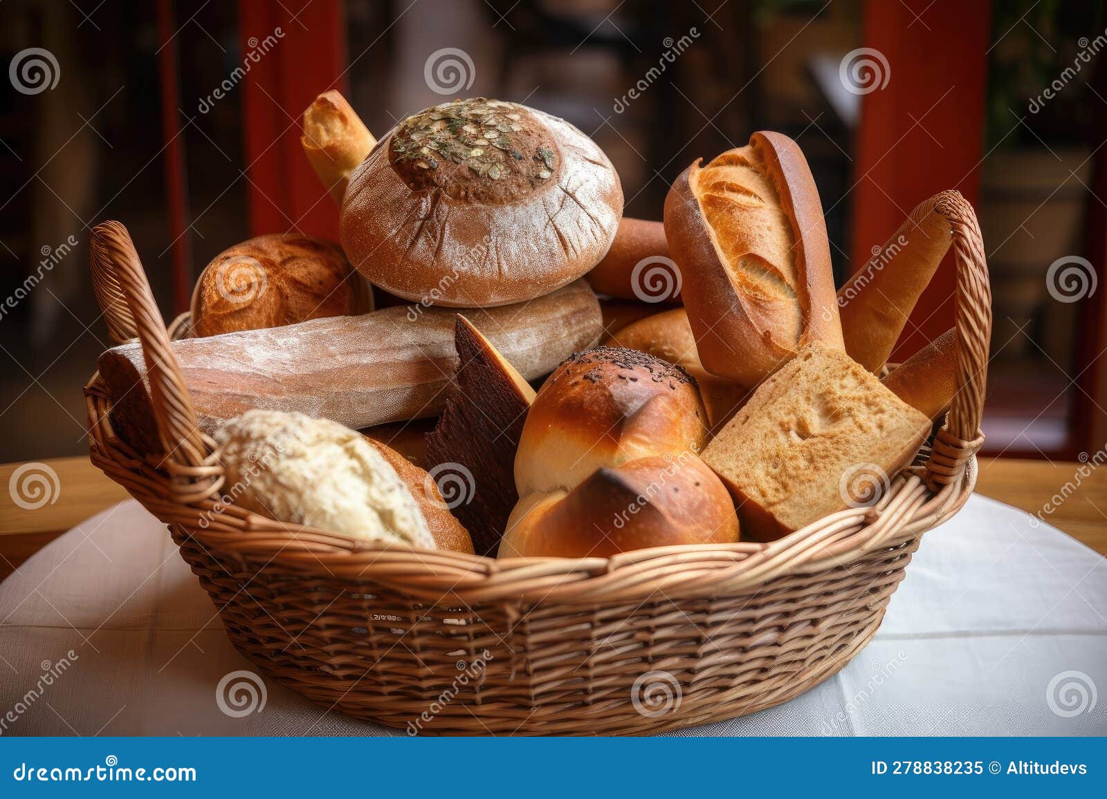 Basket Filled with Assorted Breads, from Rustic Baguettes To Fluffy ...