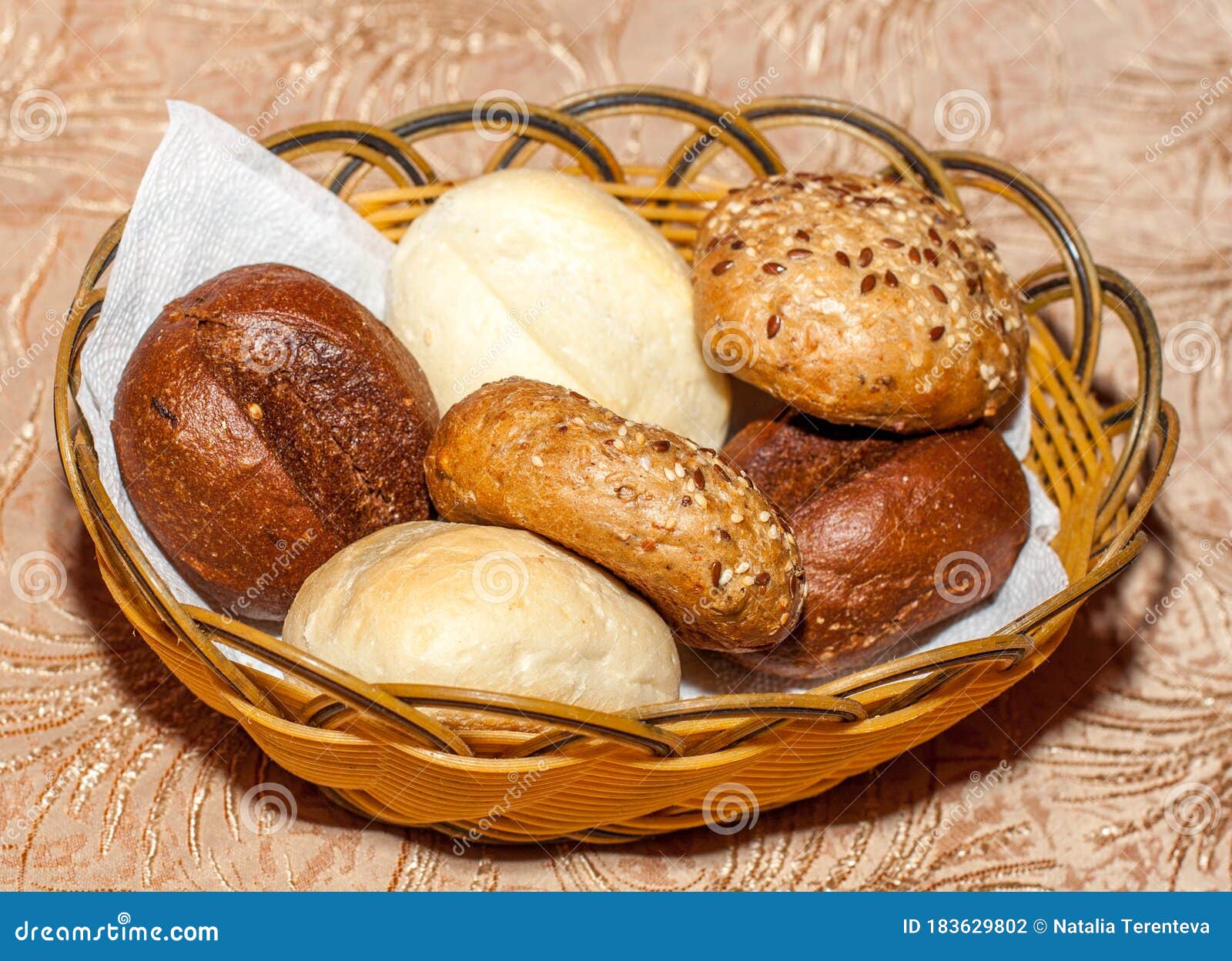 A Basket Filled with Different Kinds of Buns Stock Photo - Image of ...