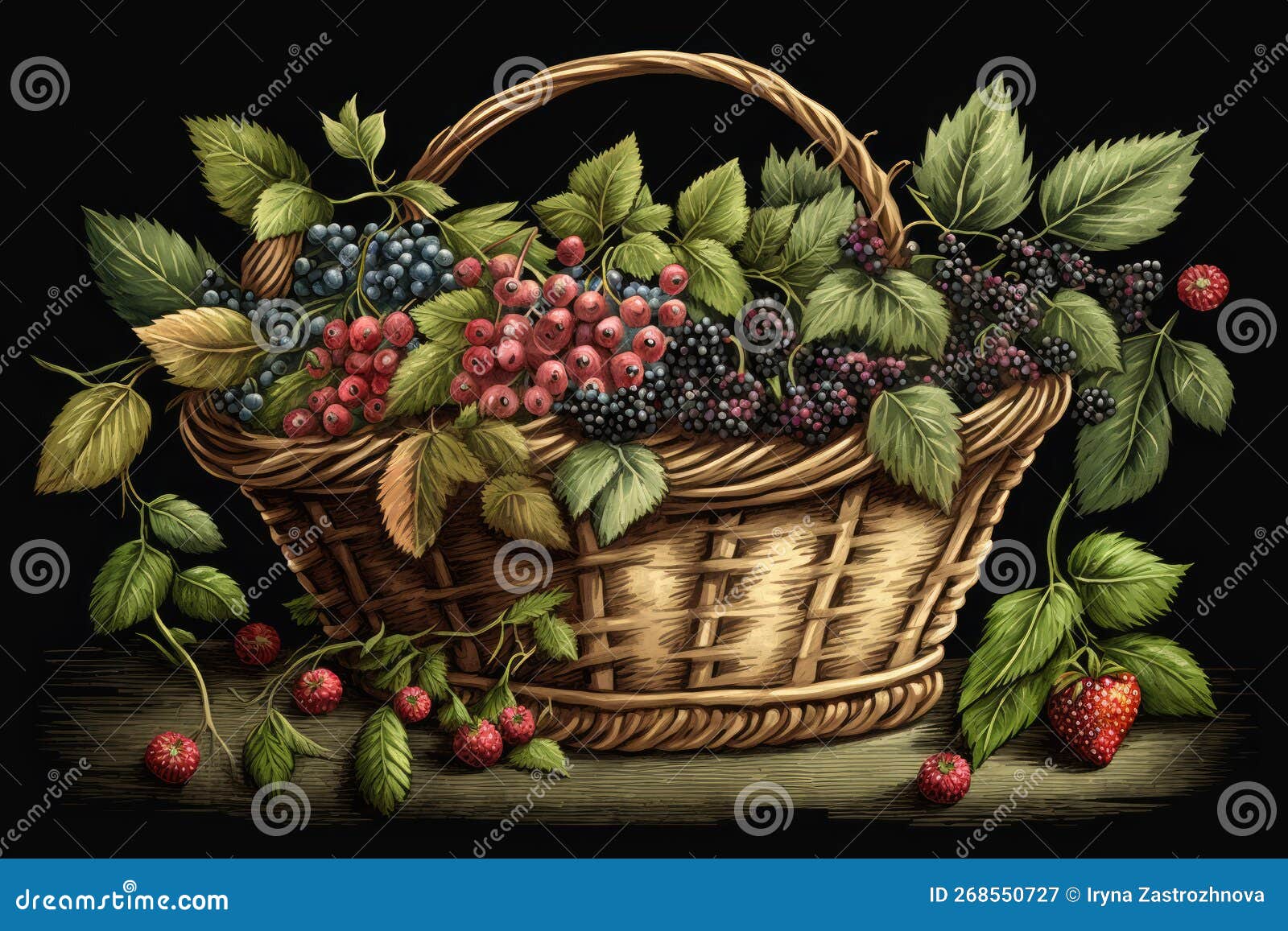 The Basket is Filled with Fresh Wild Berries. Generative AI Stock ...