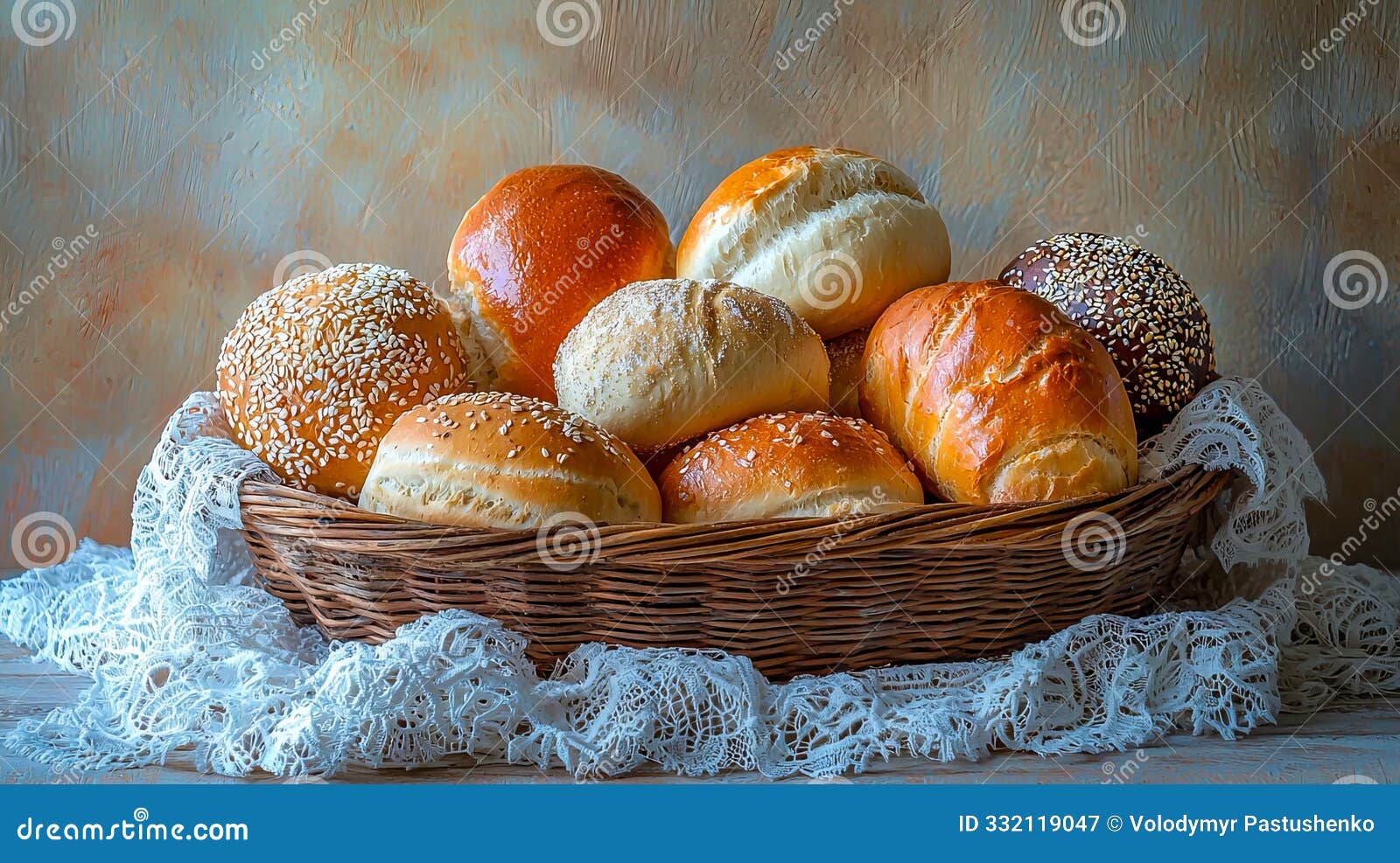 A Basket Filled with Lots of Different Types of Bread Stock Image ...