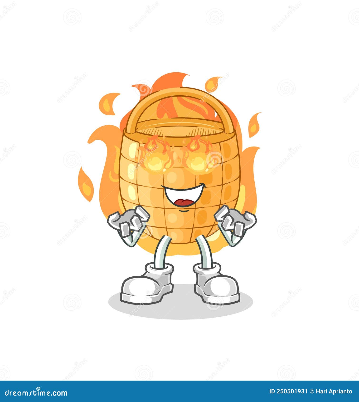 Basket on Fire Mascot. Cartoon Vector Stock Vector - Illustration of ...