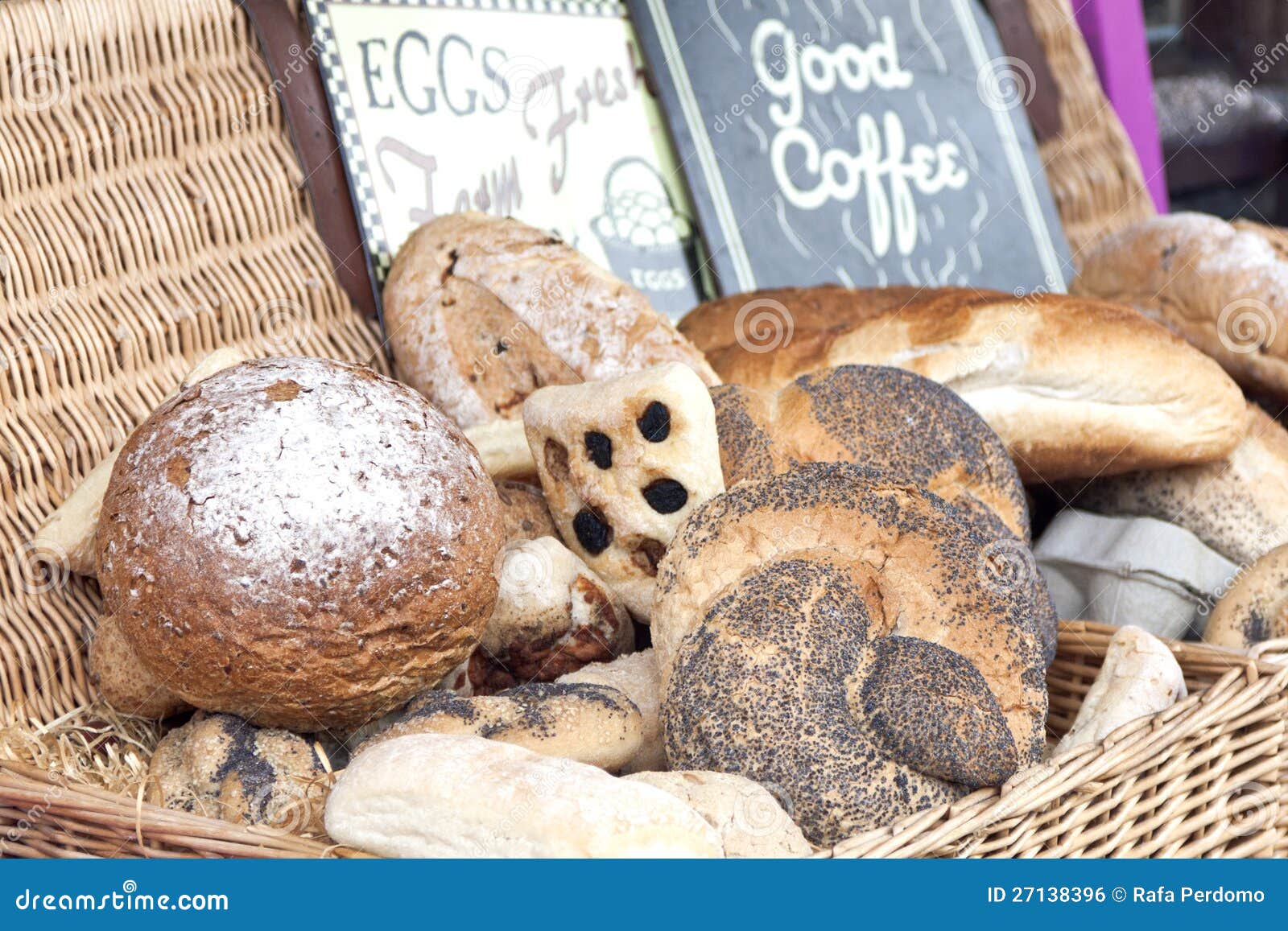 Basket with fresh bread stock photo. Image of horizontal - 27138396
