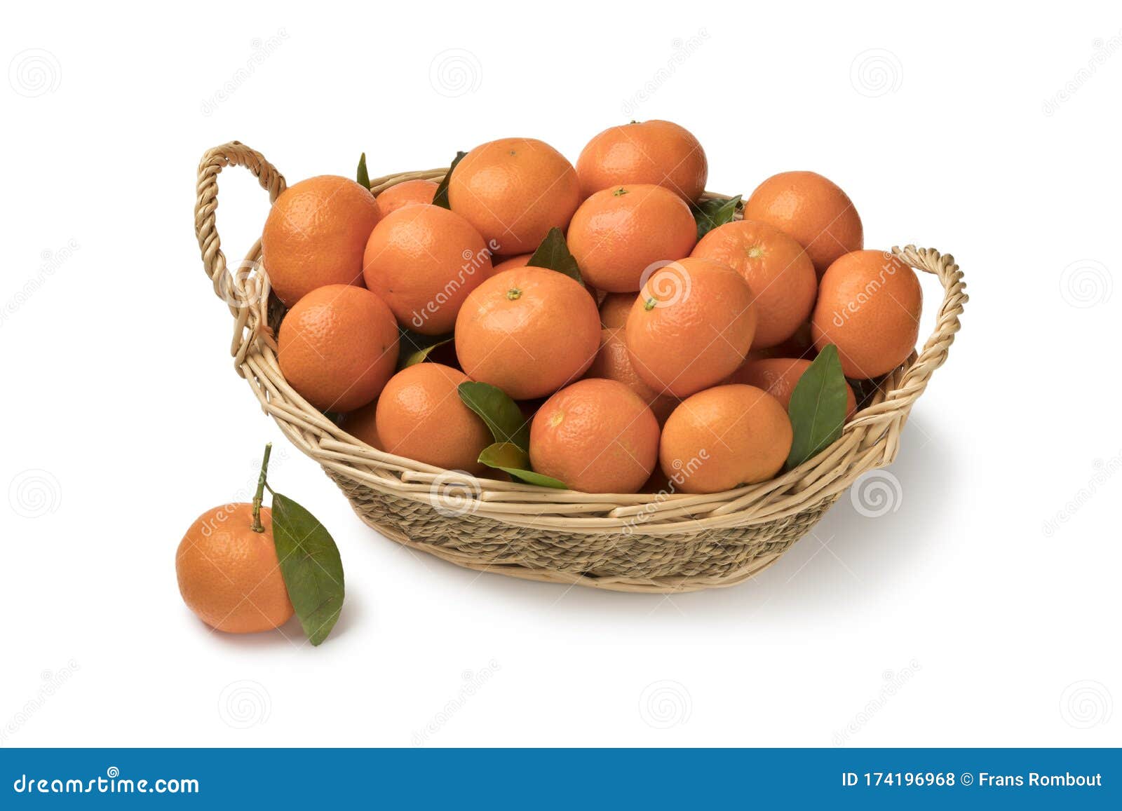 Basket with Fresh Mandarin Fruit and Leaves Stock Photo - Image of ...