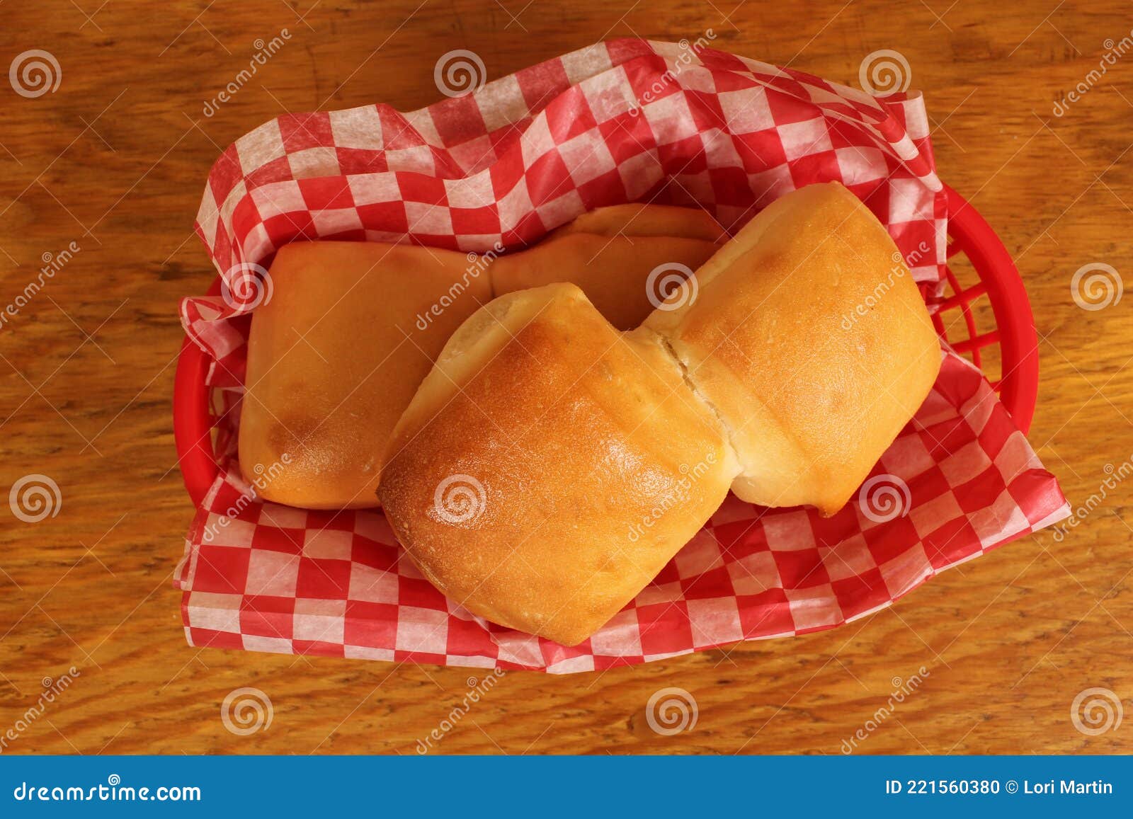 Basket of Fresh Rolls in Rustic Cafe Restaurant Stock Photo - Image of ...