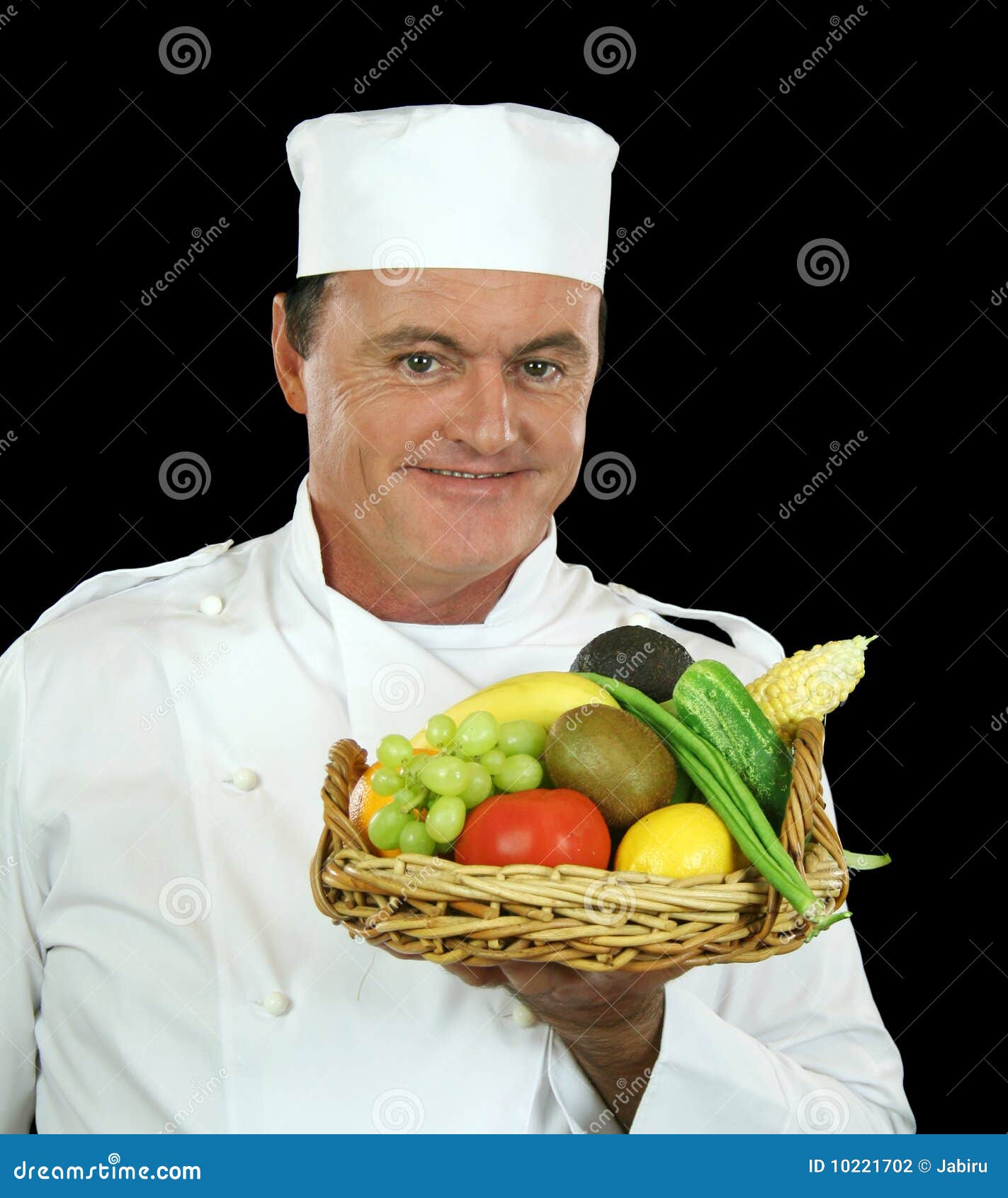 Basket of Fruit Chef stock photo. Image of looking, uniform - 10221702