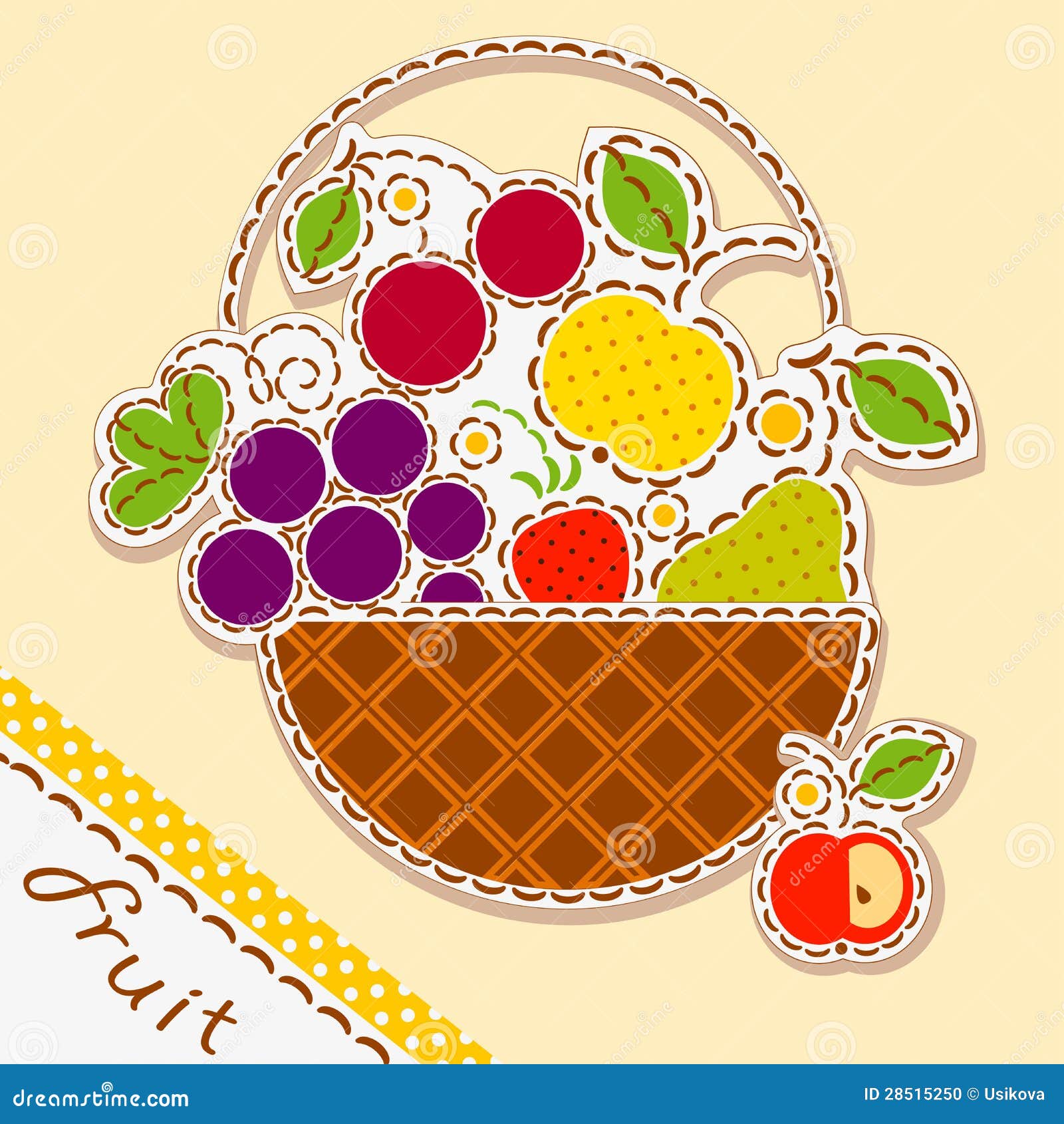 Sewing Fruits In Block Colors Seamless Pattern Cartoon Vector ...