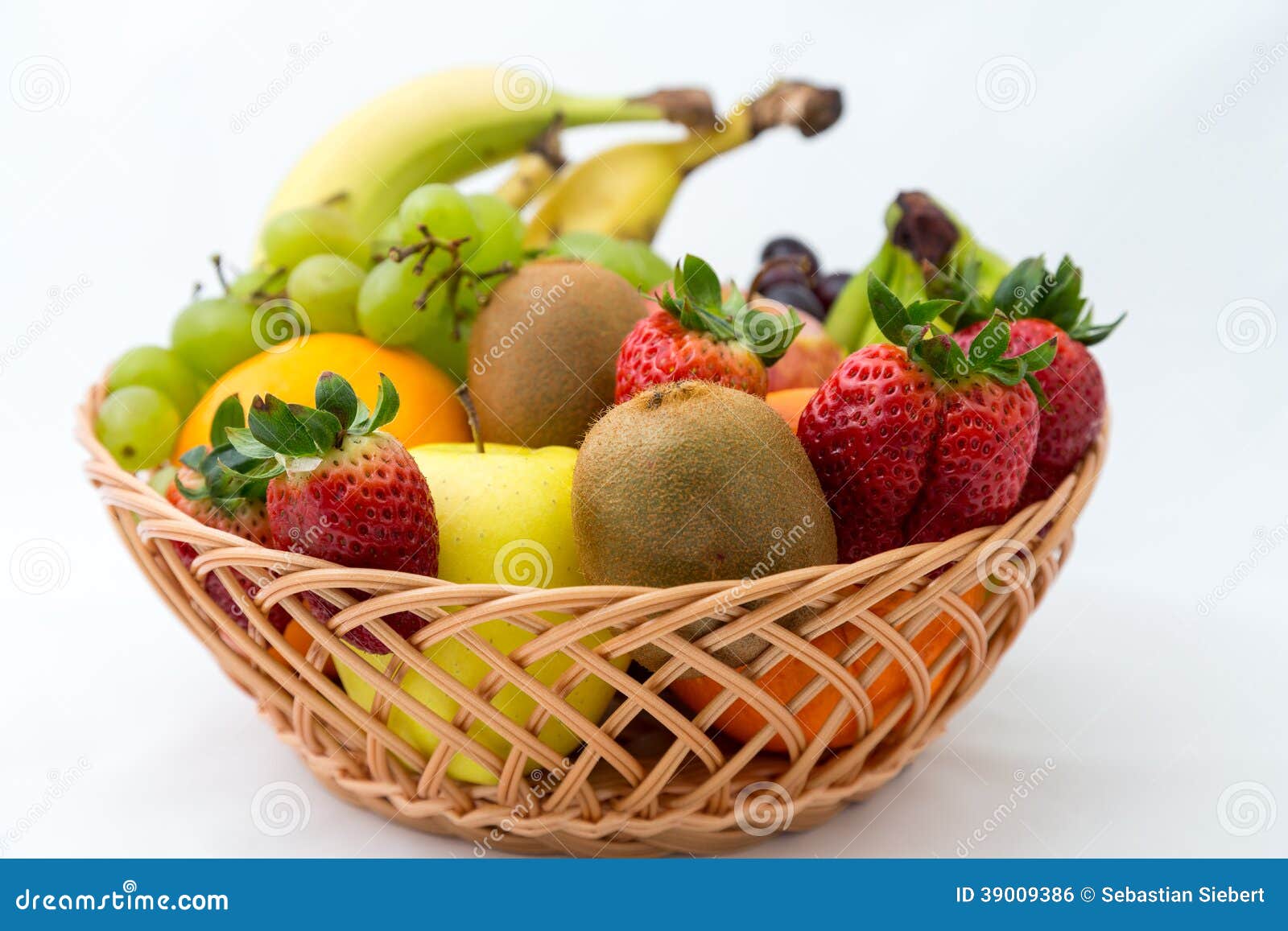 Basket of Fruits on White Background Stock Photo - Image of white ...