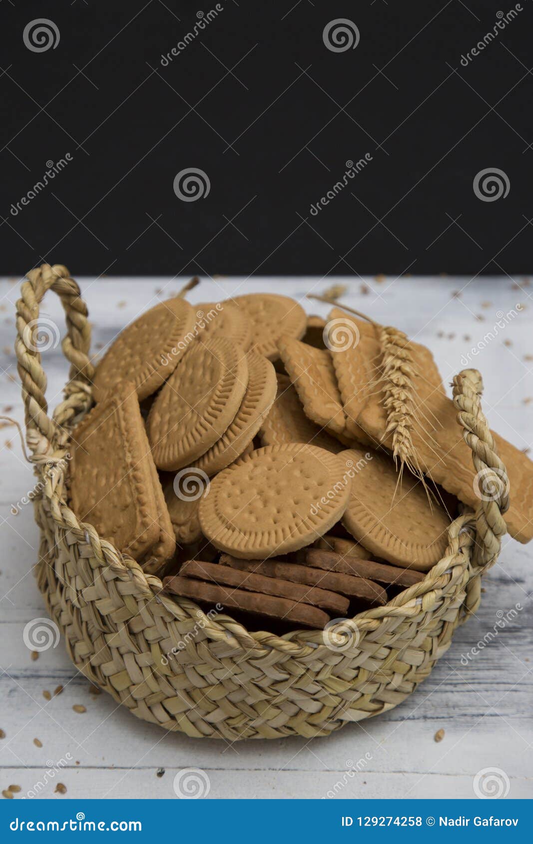 A basket full of biscuits stock photo. Image of bake - 129274258