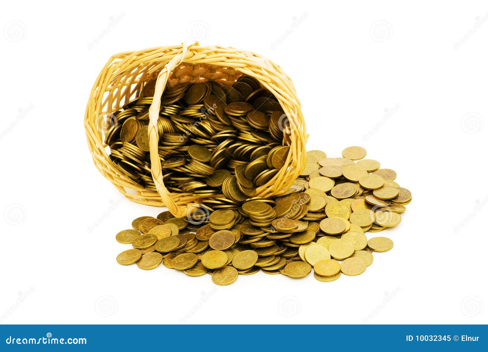 Basket Full of Coins Isolated Stock Image - Image of coins, banking ...