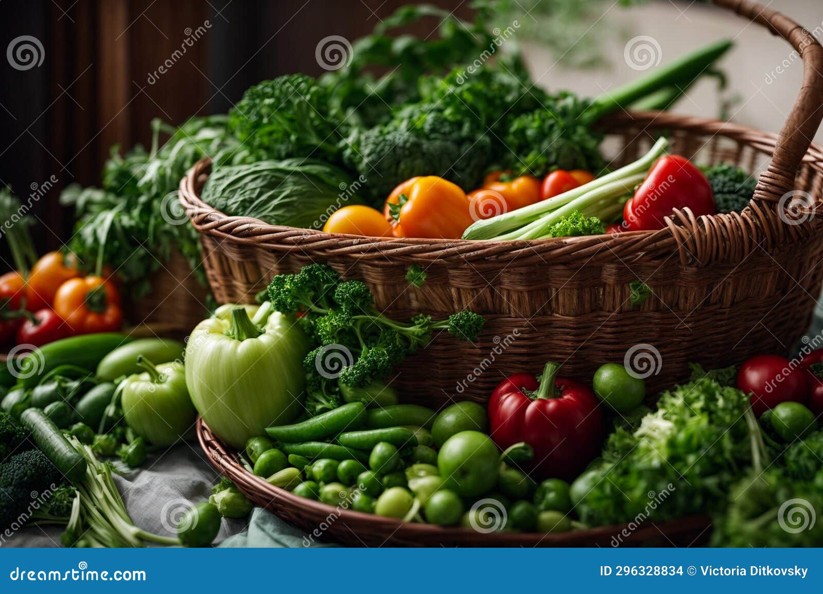 A Basket Full of Different Colors Fresh Vegetables Stock Photo - Image ...