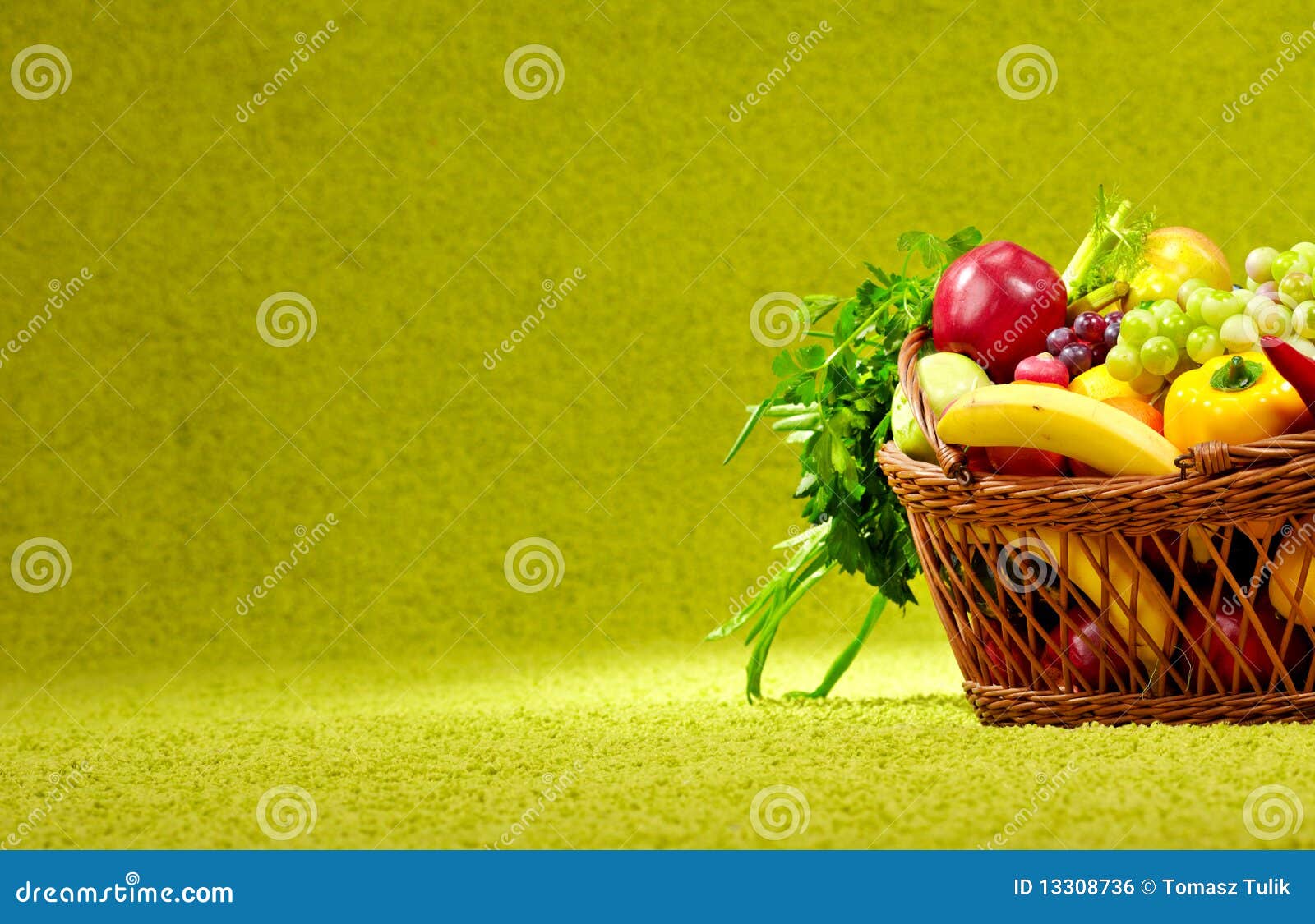 Basket Full of Fresh Produce. Stock Photo - Image of white, natural ...