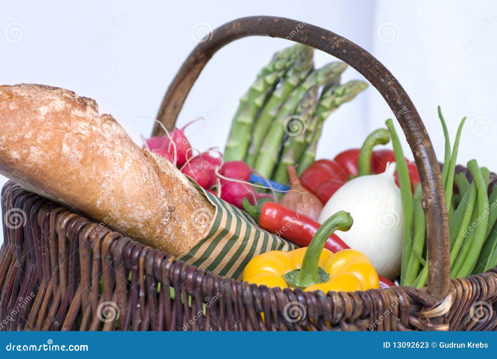 Basket Full of Fresh Vegetables and Bread Stock Image - Image of green ...