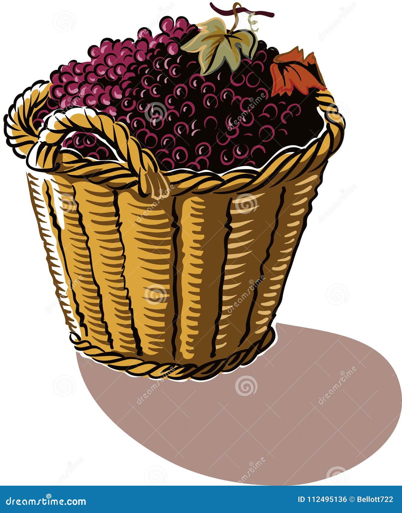 Basket Full of Freshly Harvested Grapes. Stock Illustration ... Basket Full of Freshly Harvested Grapes. Stock Illustration ...