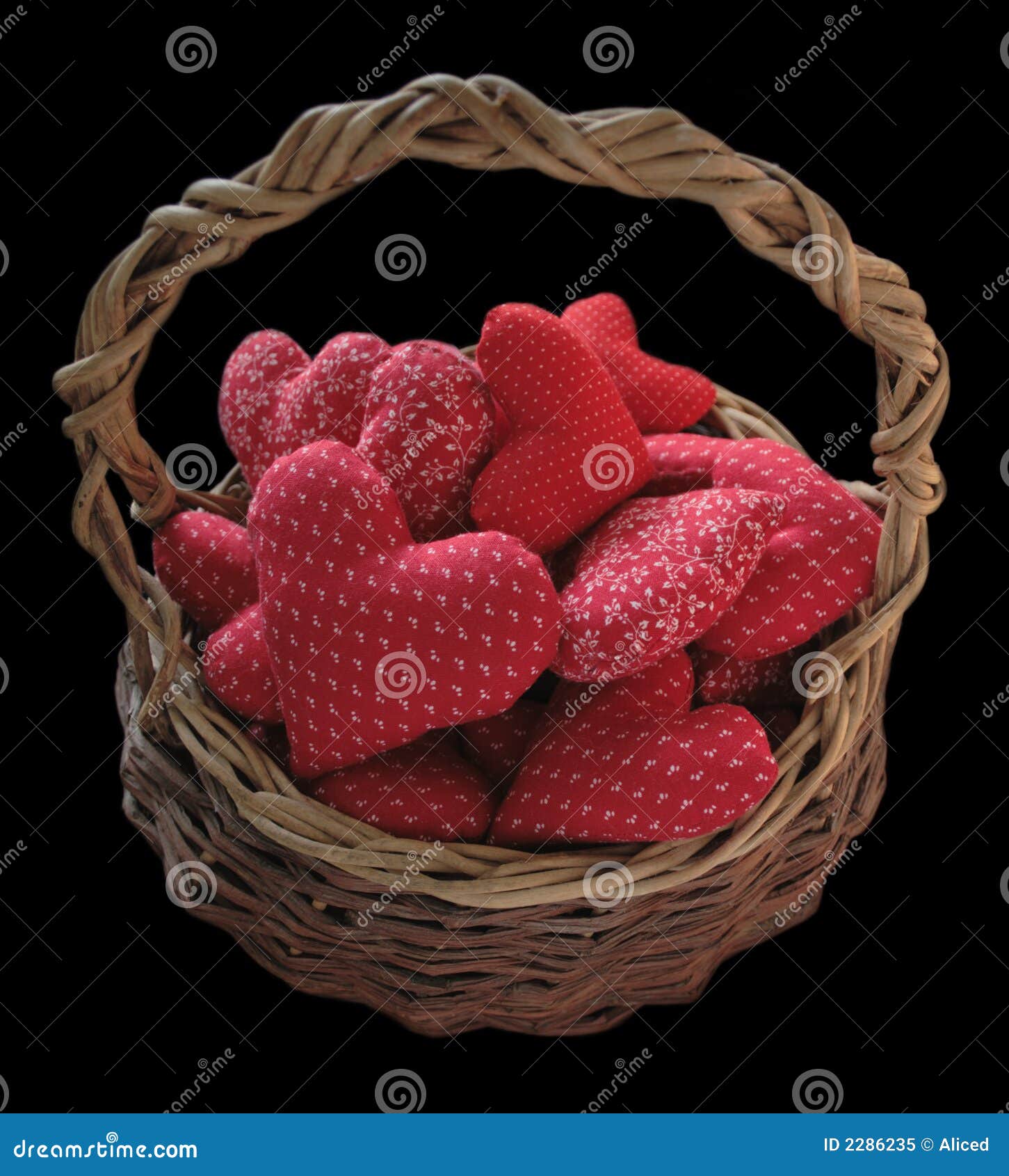 Basket full of red hearts stock image. Image of fabric - 2286235
