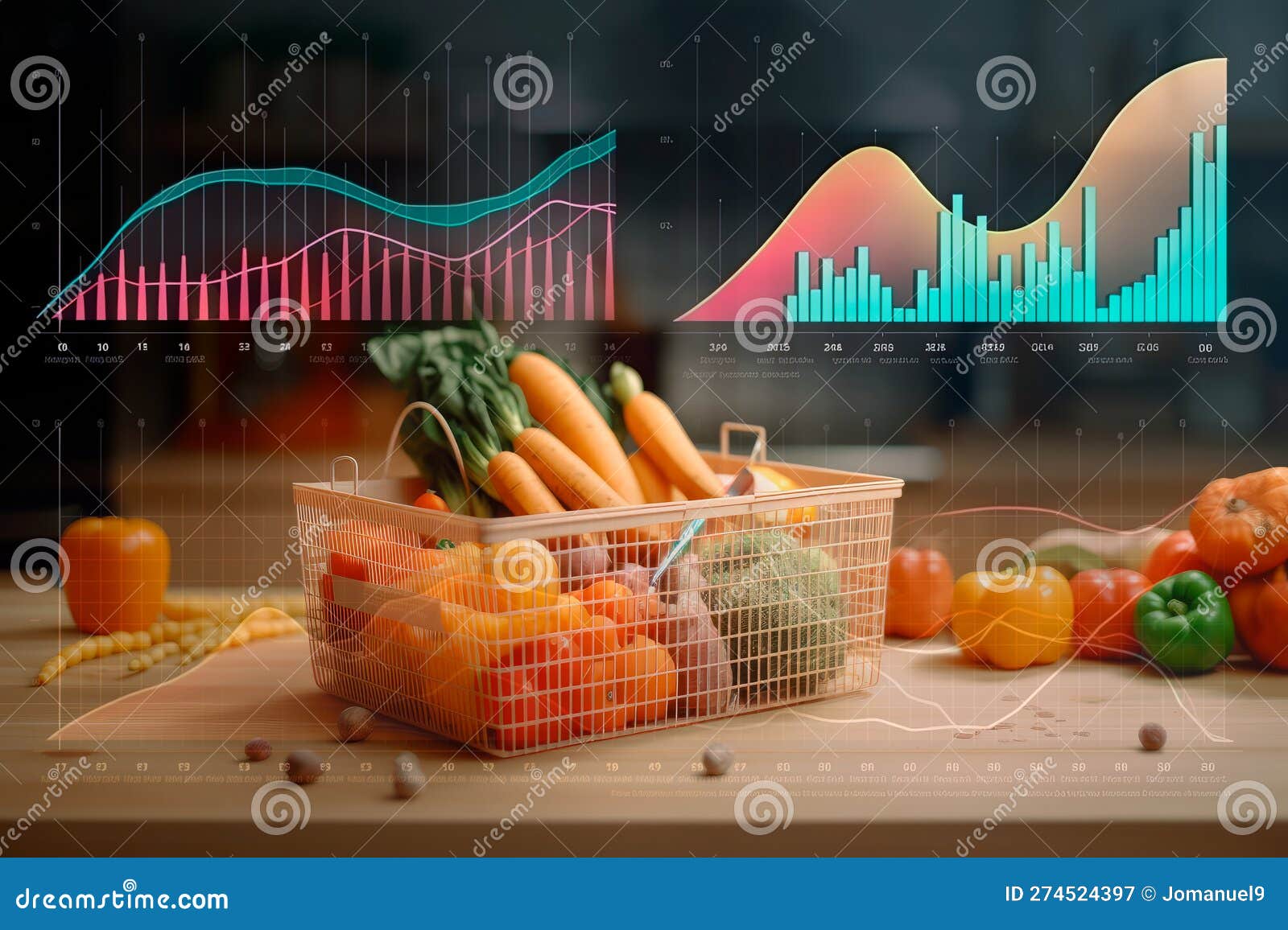 A Basket Full of Vegetables and Greens is Shown on a Modern Kitchen ...