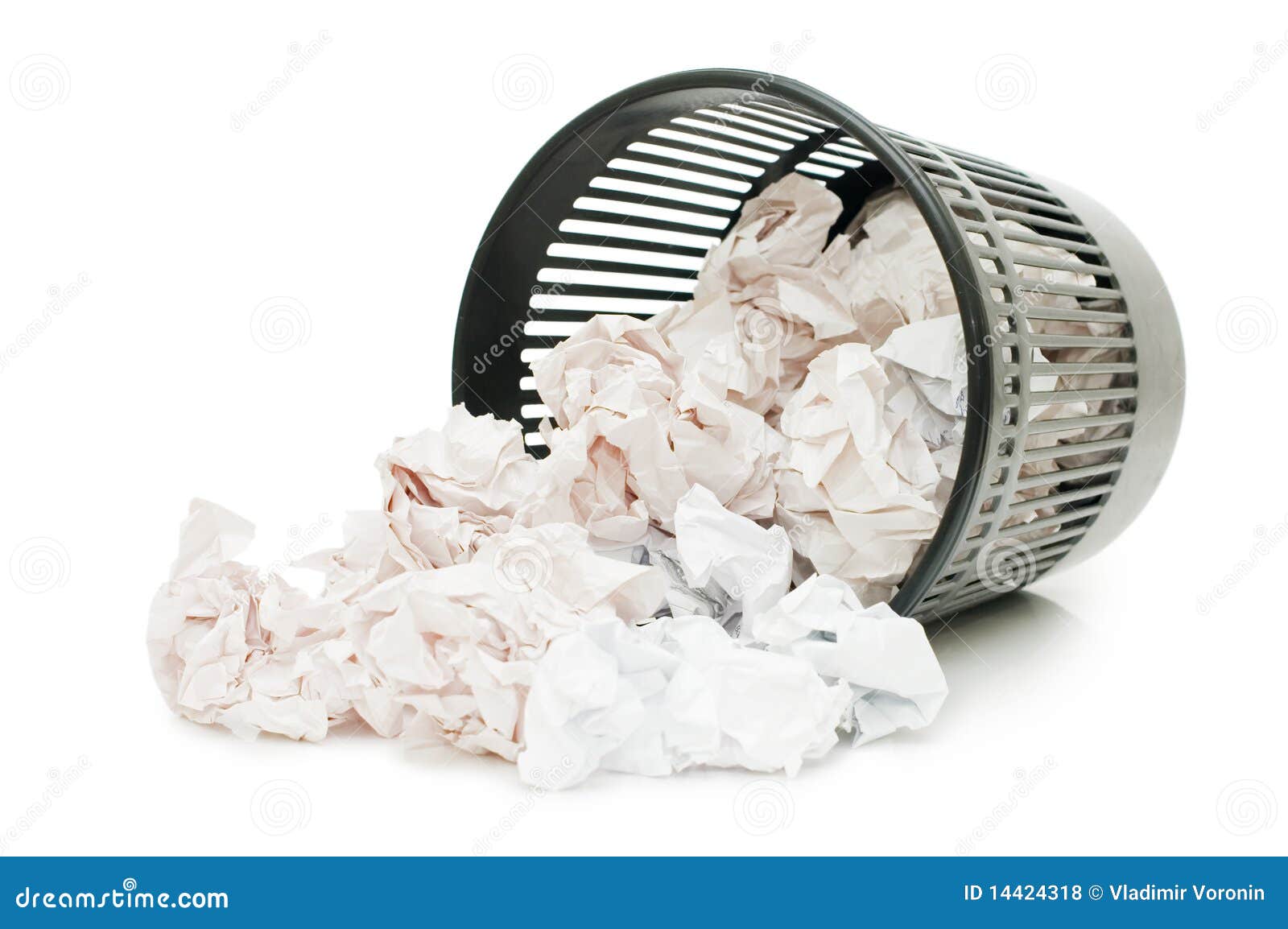 Basket for Garbage Isolated Over White Stock Photo - Image of crumple ...