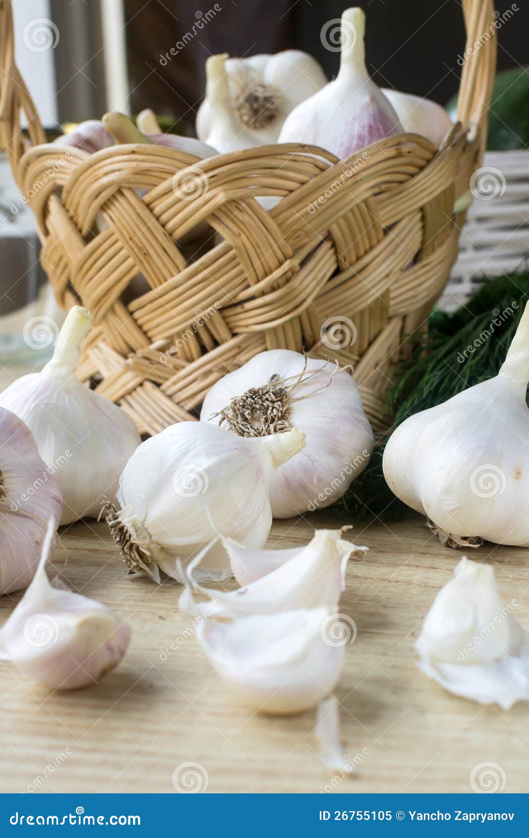 Basket of garlic stock image. Image of basket, white - 26755105
