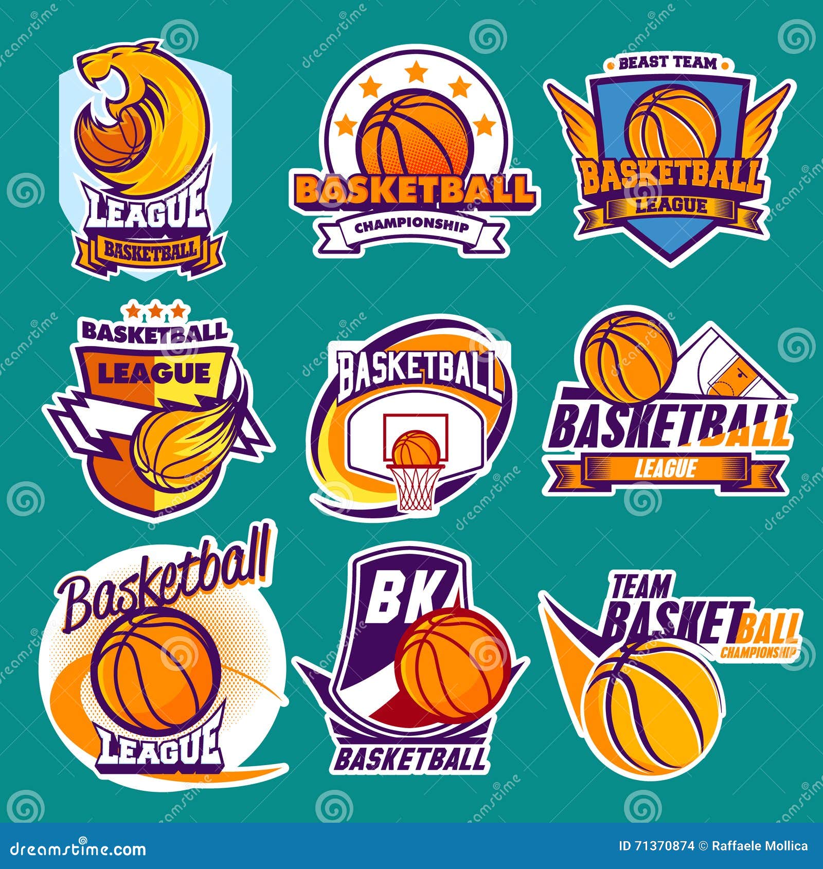 Basket stock vector. Illustration of ball, basket, emblem - 71370874