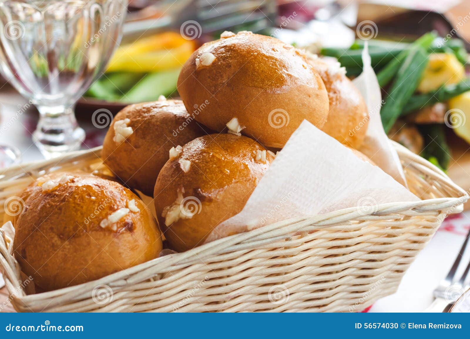 The Basket of Hot Fresh Baked Buns Stock Photo - Image of dinner ...