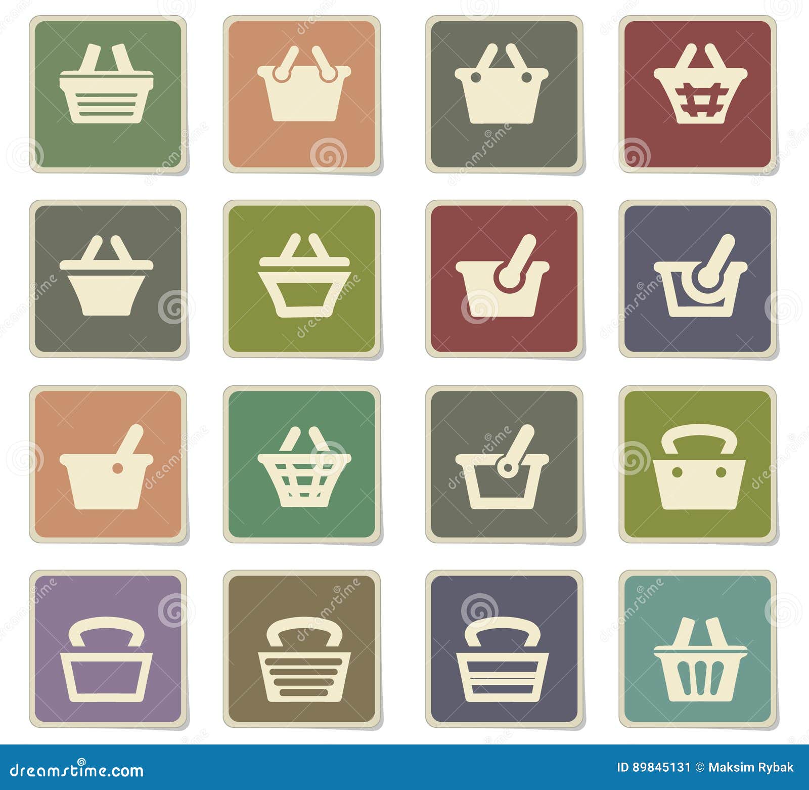 Basket icon set stock illustration. Illustration of electronic - 89845131