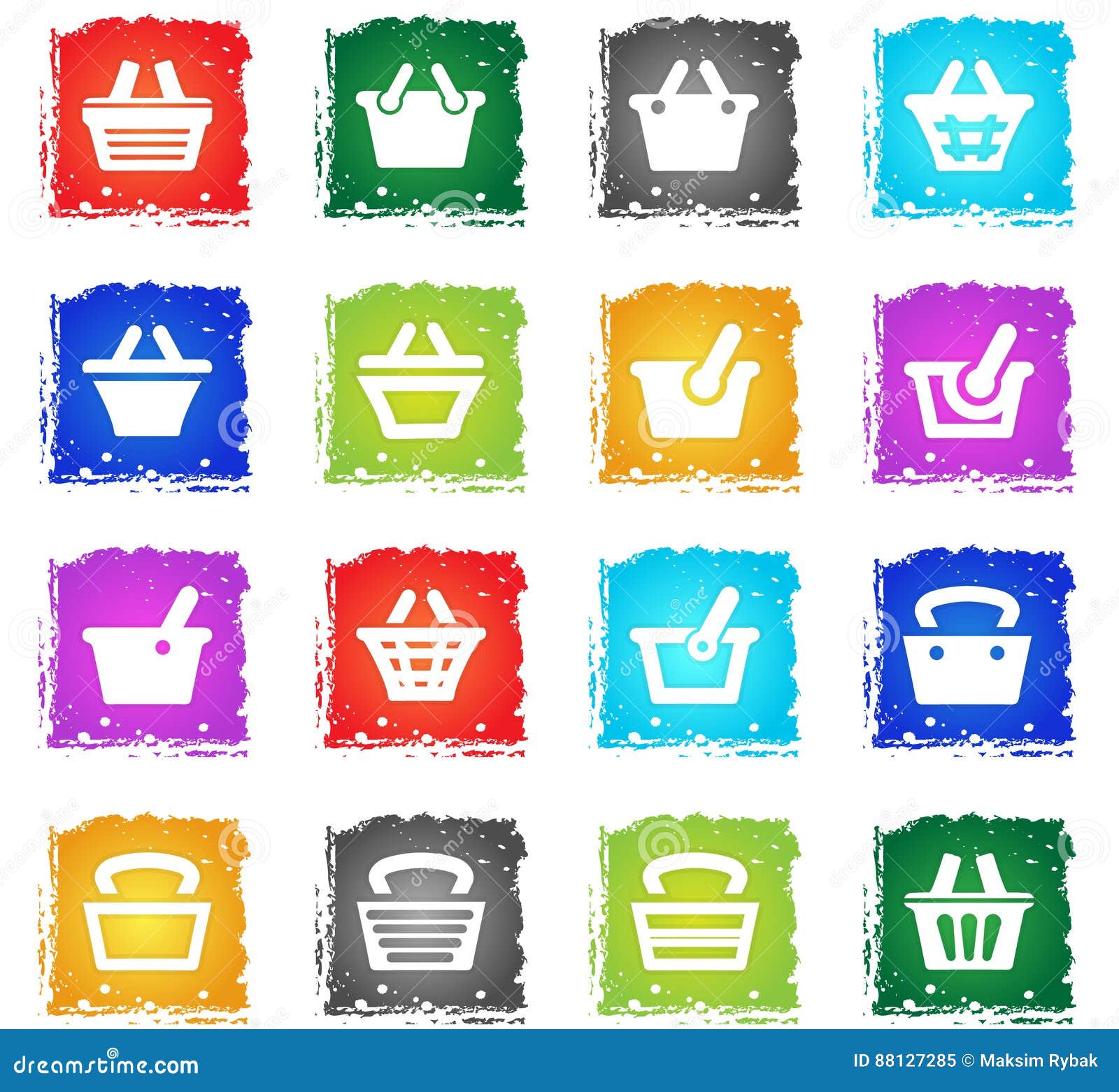 Basket icon set stock vector. Illustration of market - 88127285