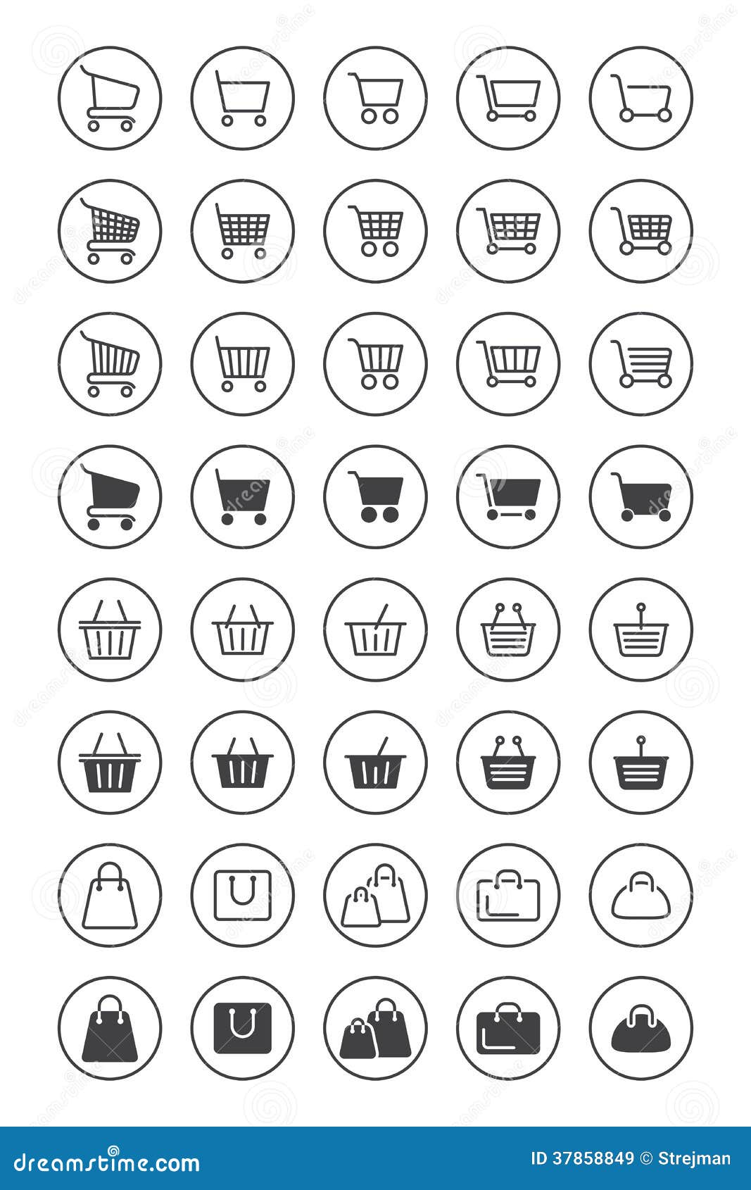 Basket icons stock vector. Illustration of abstract, market - 37858849