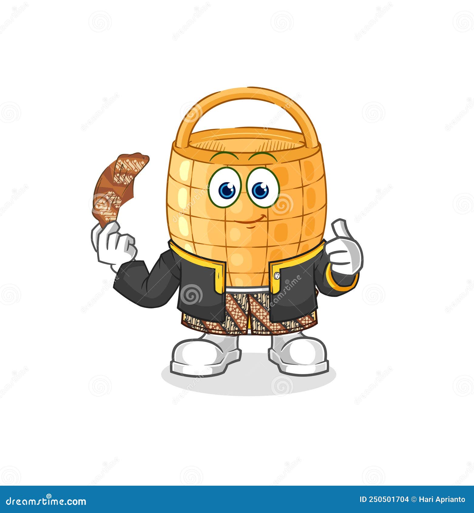 Basket Javanese Character. Cartoon Mascot Vector Stock Illustration ...